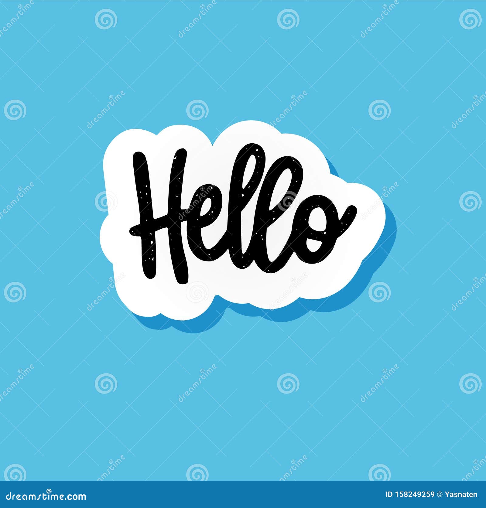 Vector Hand-drawn Hello Paper Speech Bubble with a Shadow Stock Vector ...