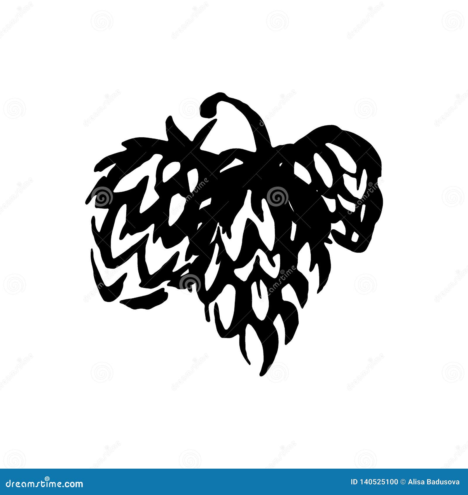 Vector Hand Drawn Hop Emblem Icon Label Logo. Illustration on White ...