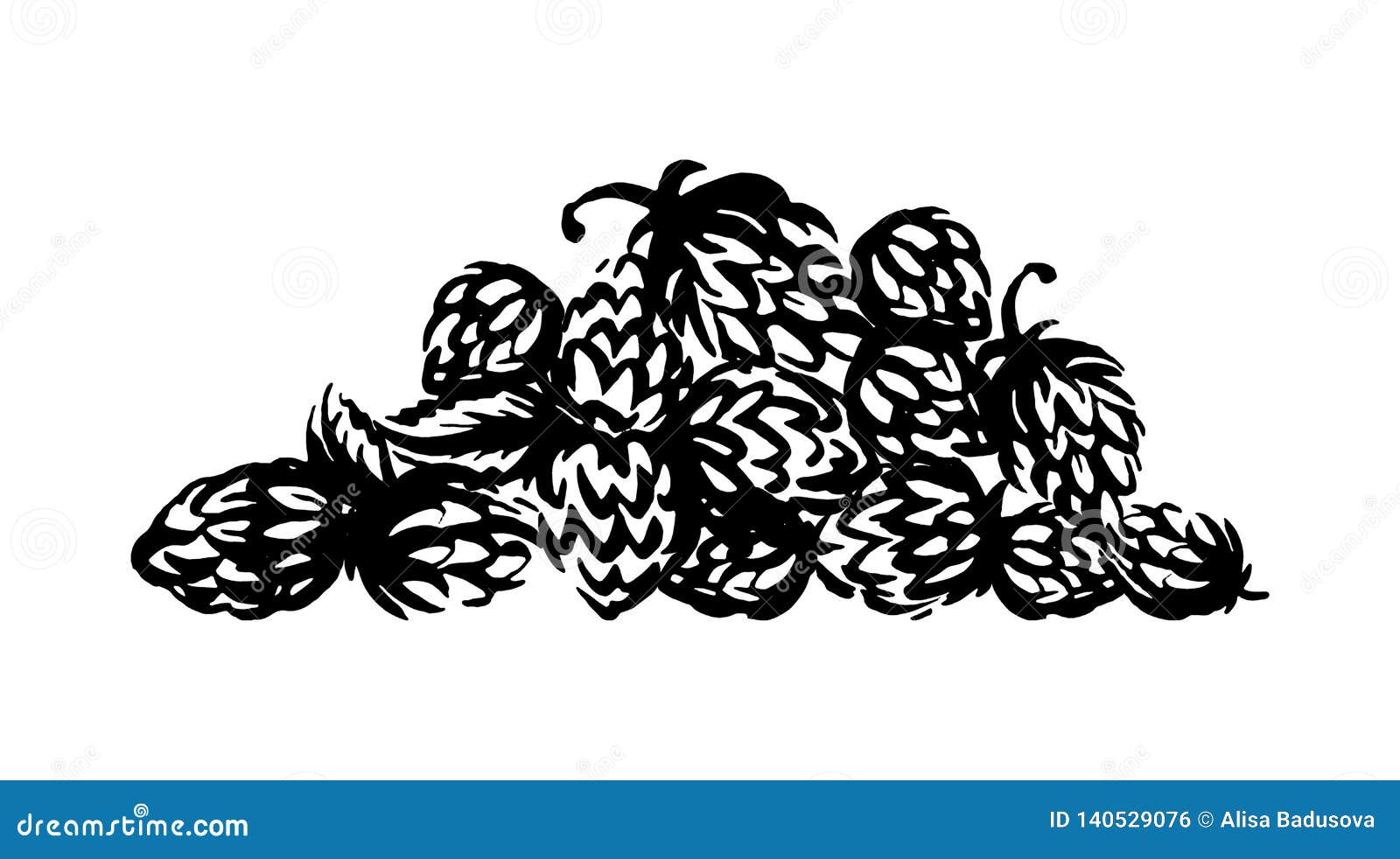 Vector Hand Drawn Hop Emblem Icon Label Logo. Illustration on White ...