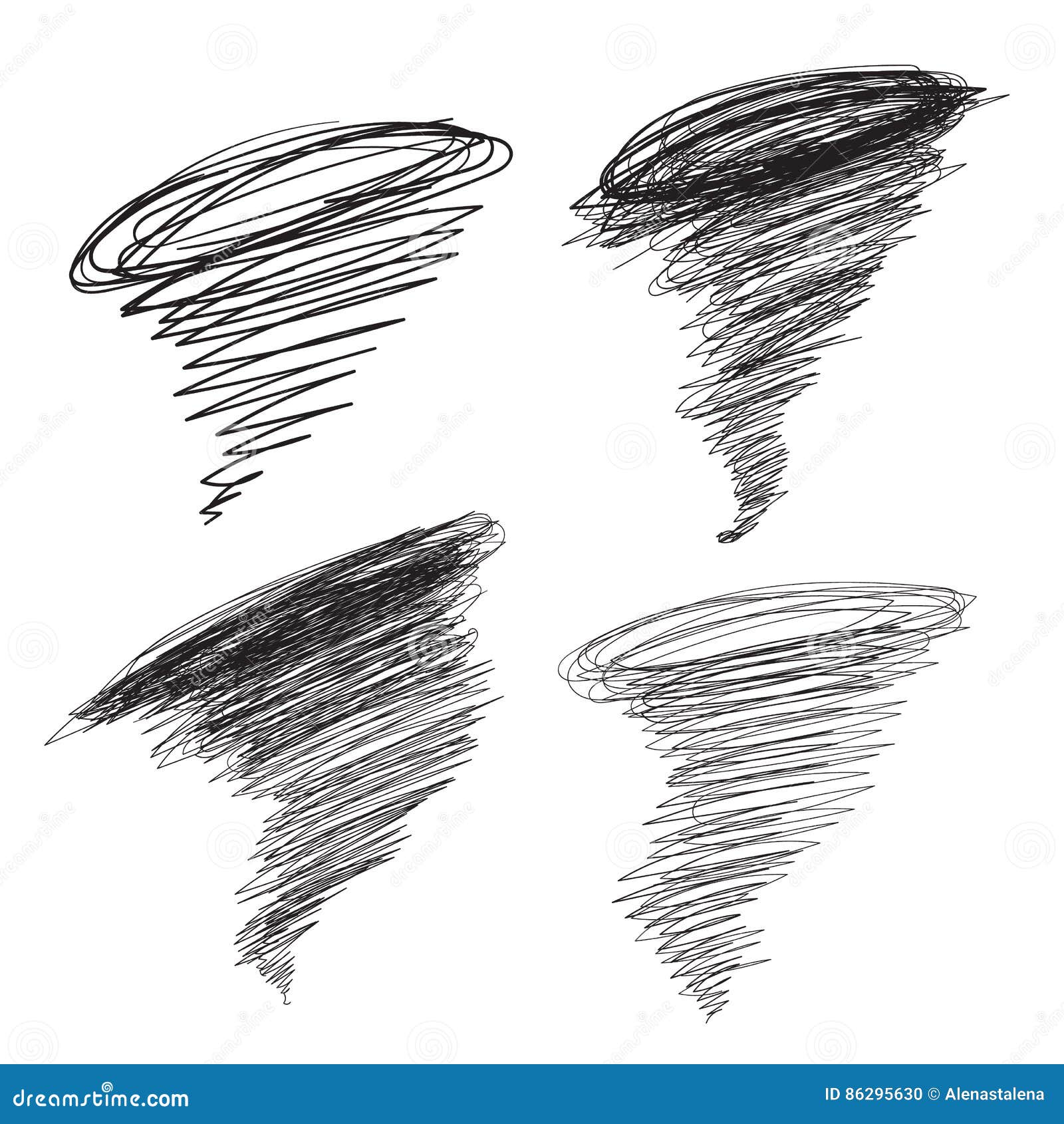 Vector Hand-drawn Hurricane Illustrations Set. Cyclone Tornado For ...