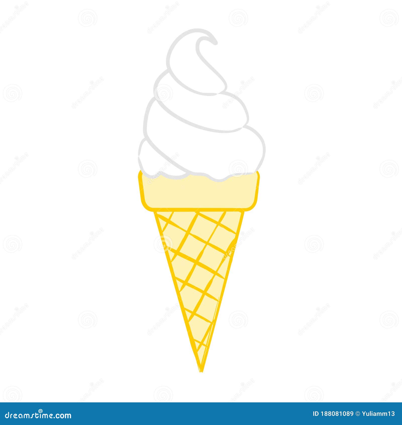 Vector Hand Drawn Ice Cream In A Waffle Cone Stock Vector