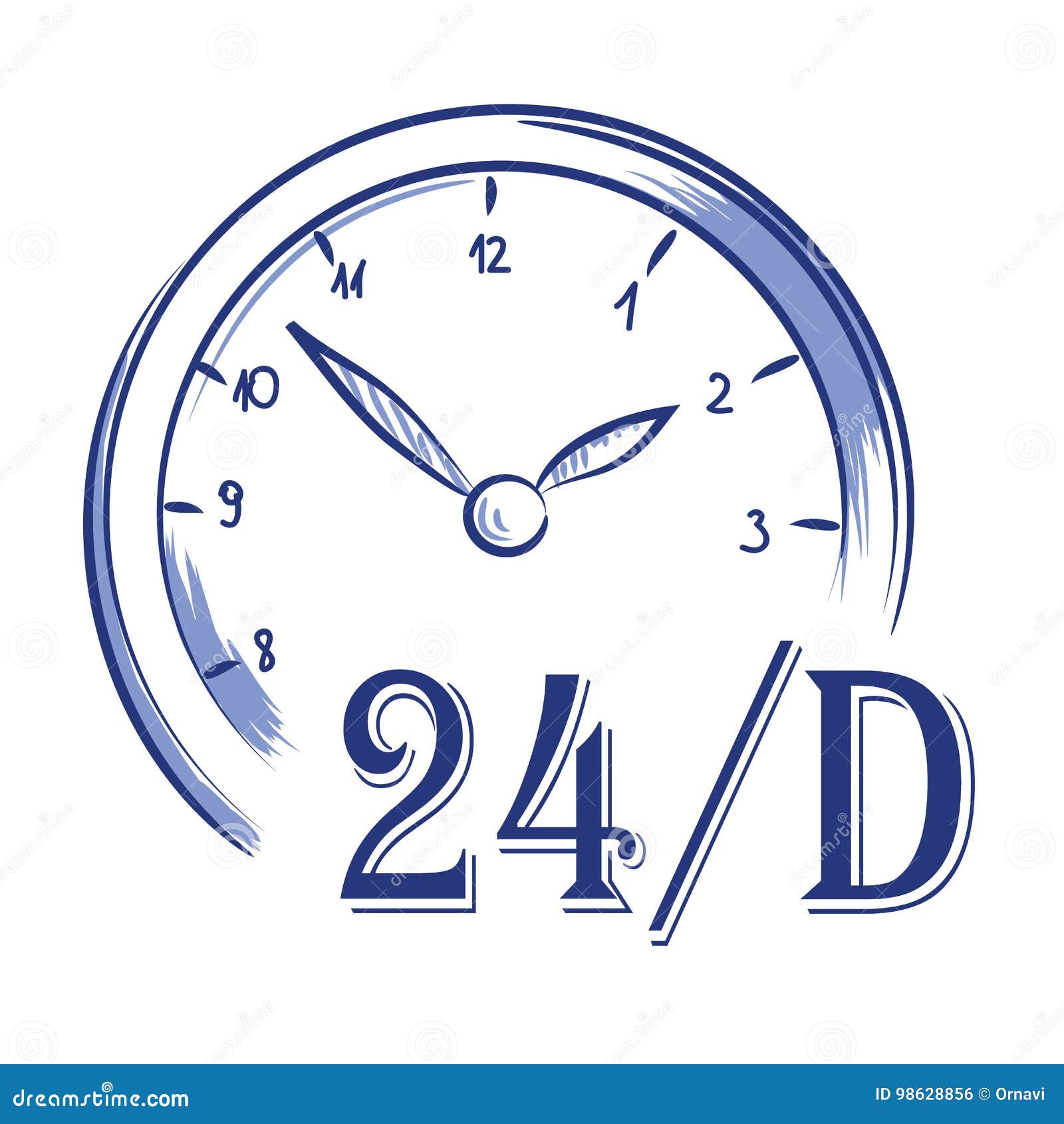 Vector Hand Drawn Icon Clock Stock Illustration - Illustration of ...