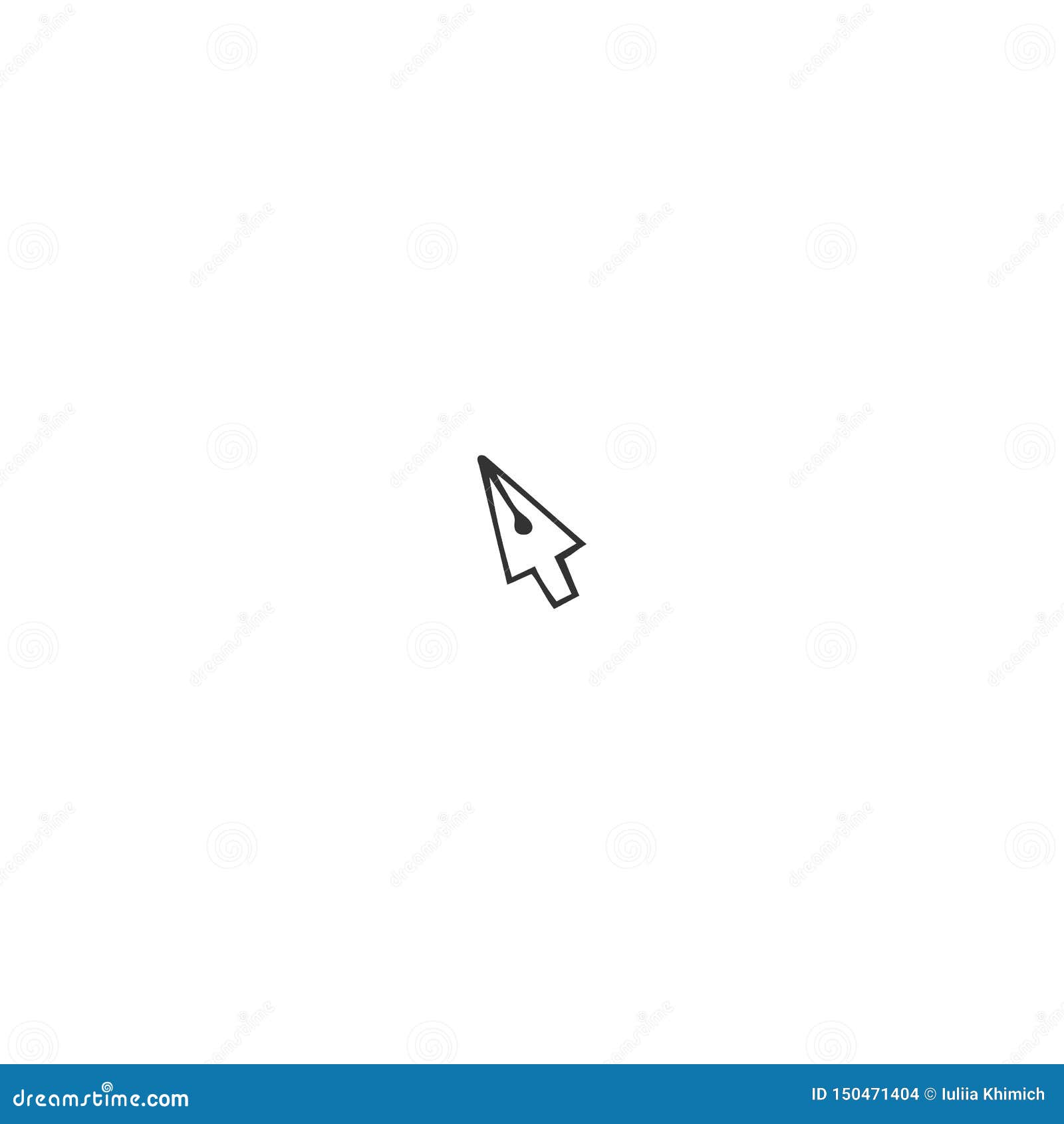 Vector Hand Drawn Icon, a Pen Tip in the Shape of a Cursor Mouse ...