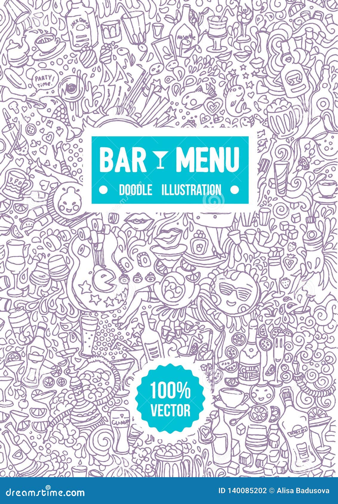 Vector Hand Drawn Illustration of Alcohol Bar Menu Doodle Illustration ...