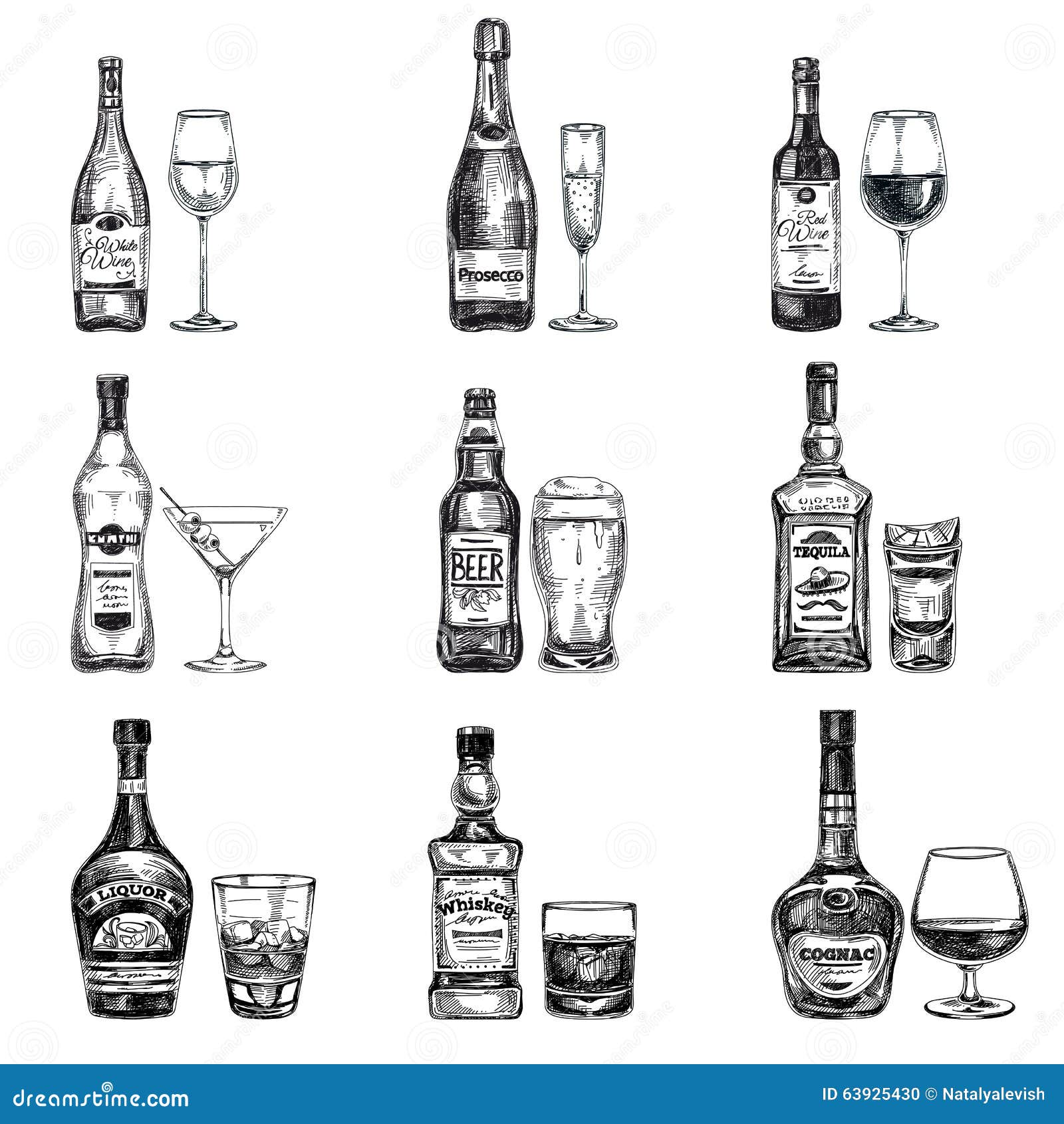 Vector Hand Drawn Illustration with Alcoholic Stock Vector ...