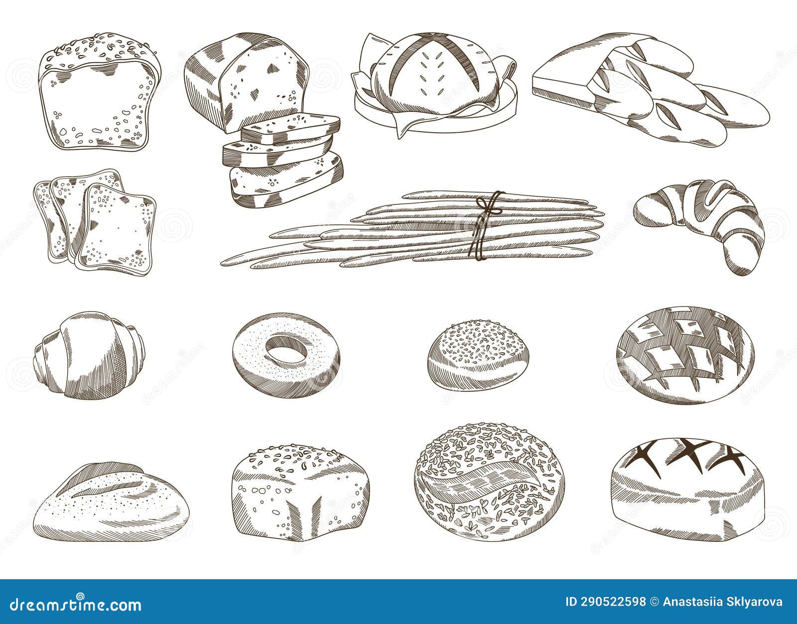 Vector Hand Drawn Illustration of Bakery Products Stock Vector ...