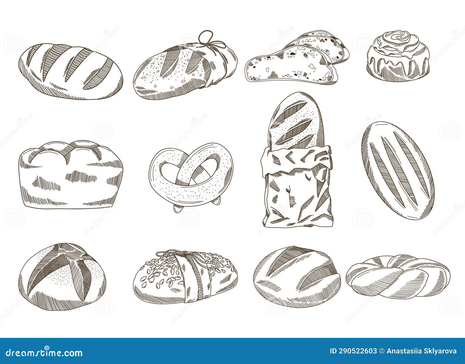 Vector Hand Drawn Illustration of Bakery Products Stock Vector ...
