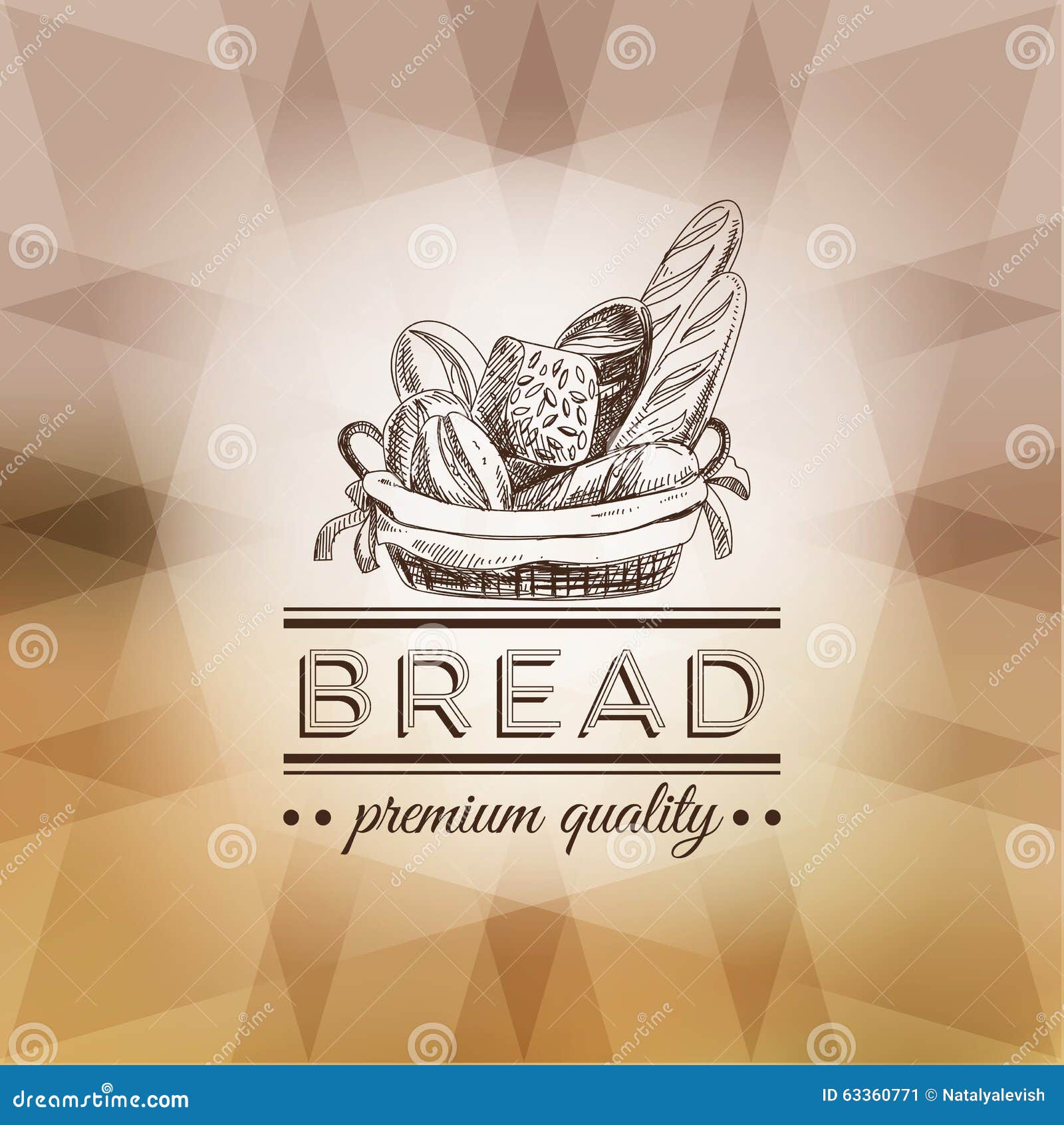 Vector Hand Drawn Illustration with Bread Label Stock Vector ...