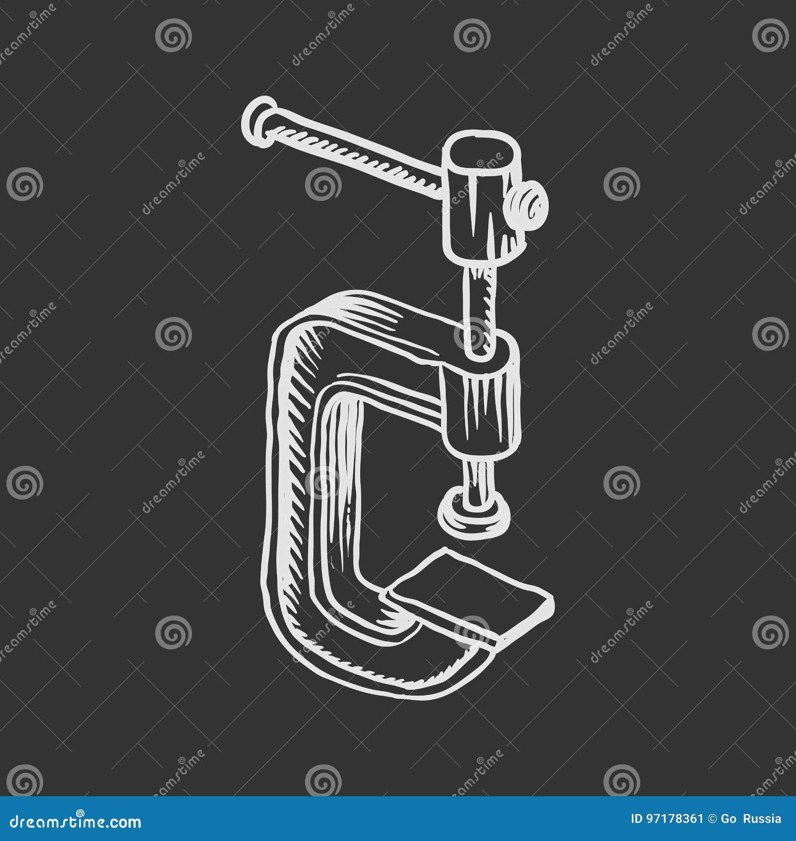 Vector Hand Drawn Illustration of C-clamp Stock Vector - Illustration ...