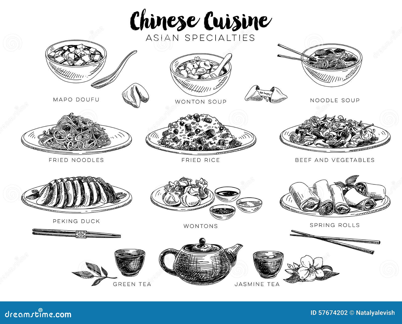 Vector Hand Drawn Illustration with Chinese Food Stock Vector ... Vector Hand Drawn Illustration with Chinese Food Stock Vector ...