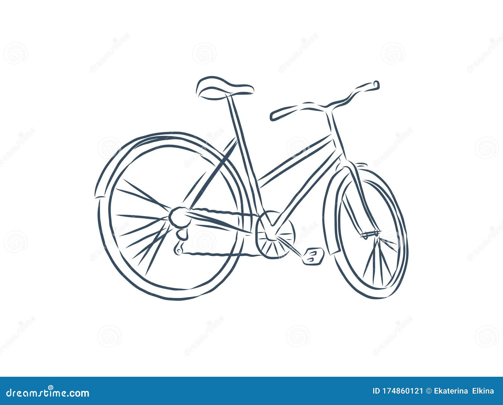 Vector Hand Drawn Illustration of City Bicycle in Ink Hand Drawn Style ...
