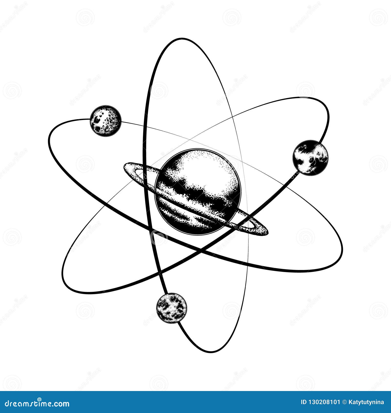 Vector Hand Drawn Illustration of Composition of Planets Isolated ...
