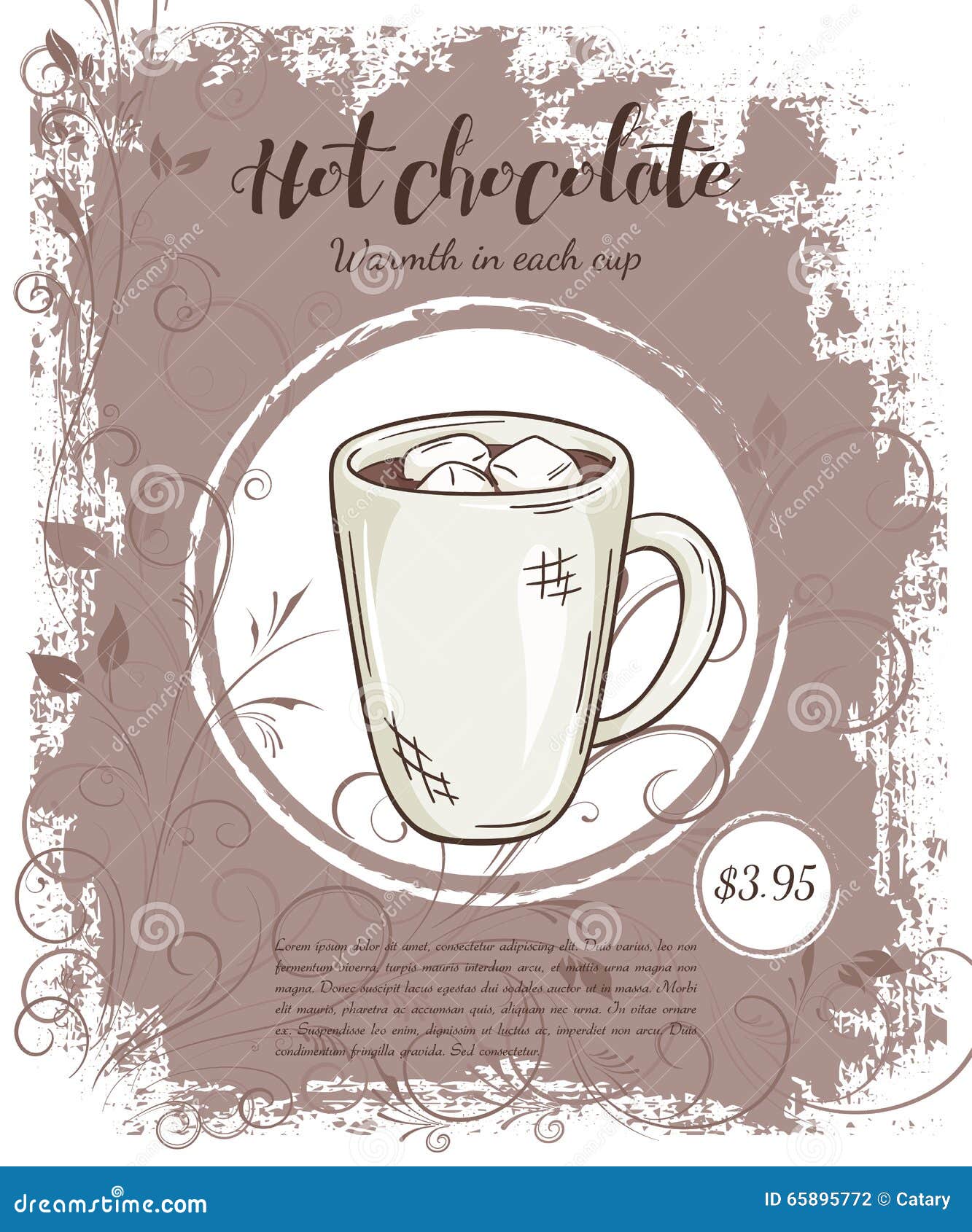 Vector Hand Drawn Illustration of Drinks Menu Pages with Cup of Hot ...
