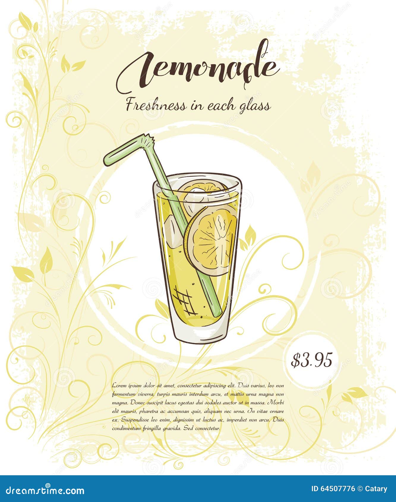 Vector Hand Drawn Illustration of Drinks Menu Pages with Cup of ...