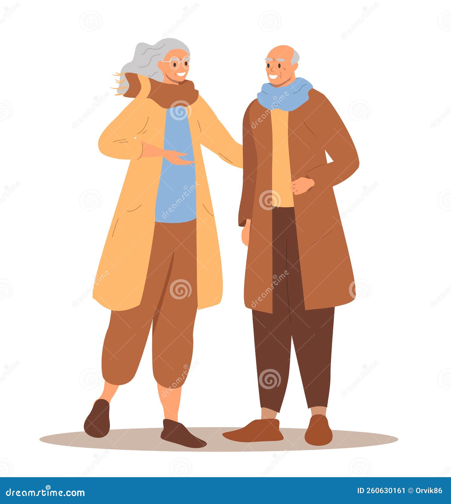 Vector Illustration in Flat Style. Happy Elderly Family Couple Stock ...