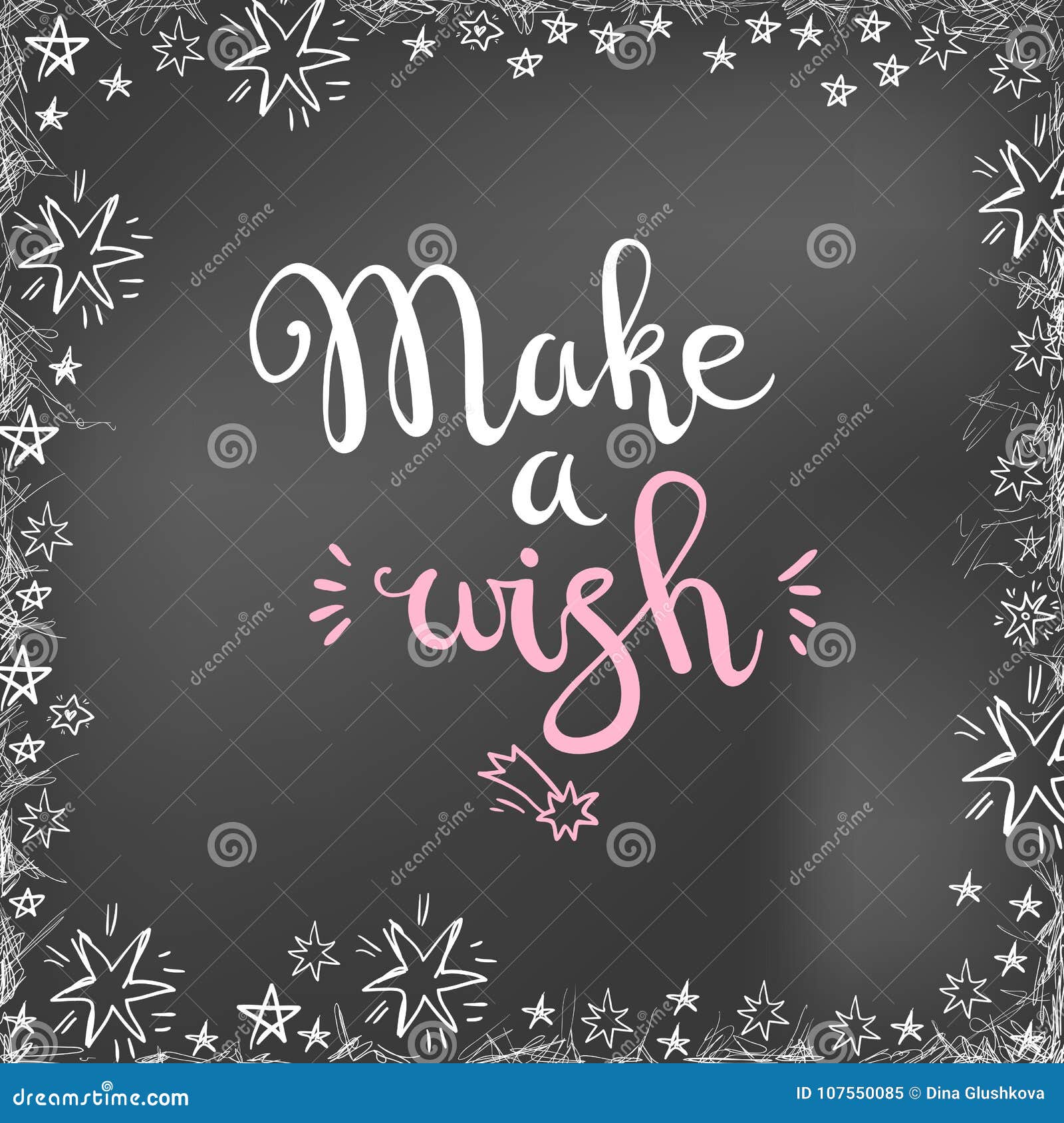 Vector Hand Drawn Illustration. Make a Wish Vector Typographic D Stock ...