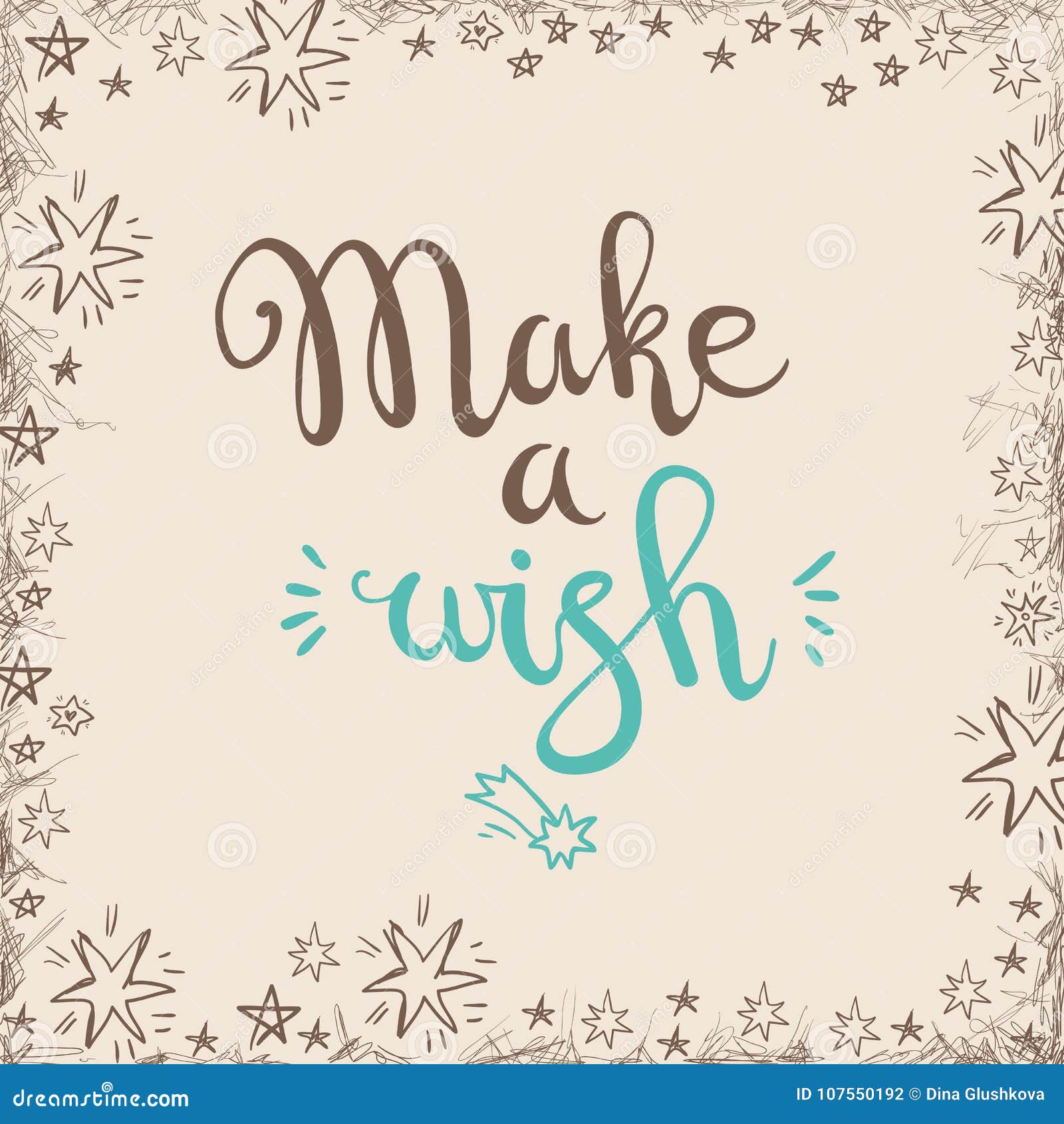 Vector Hand Drawn Illustration. Make a Wish Vector Typographic D Stock ...