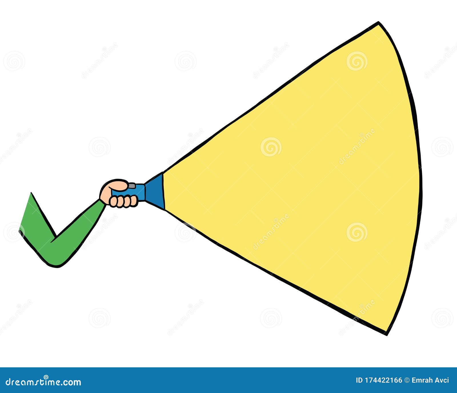 Vector Hand Drawn Illustration of Man with a Flashlight Stock Vector ...