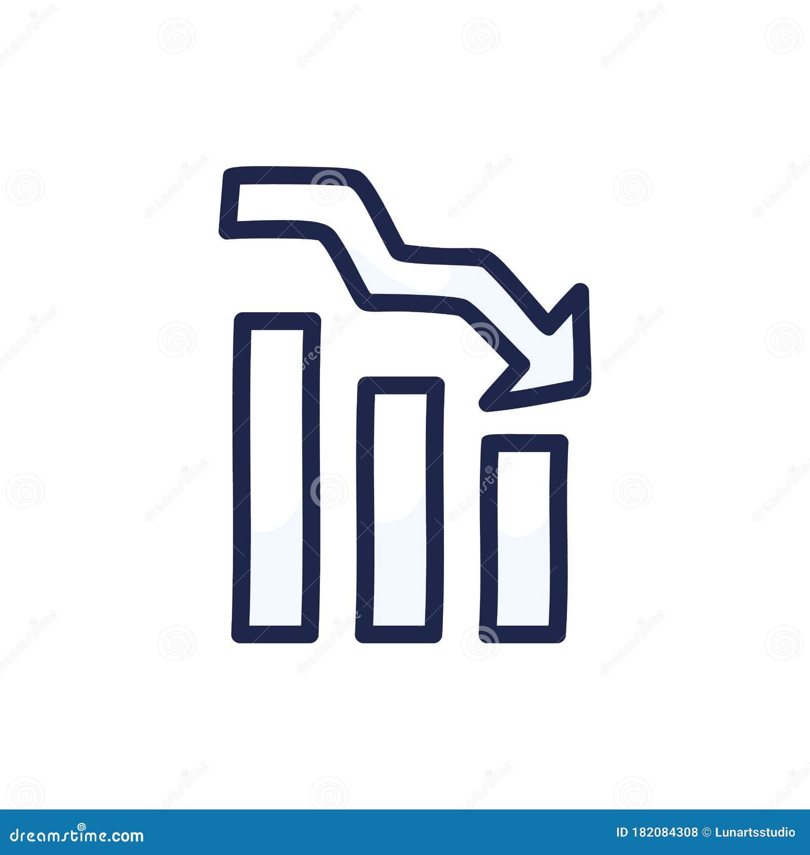 Vector Hand-drawn Illustration of Money Line Chart Symbol with Arrow ...