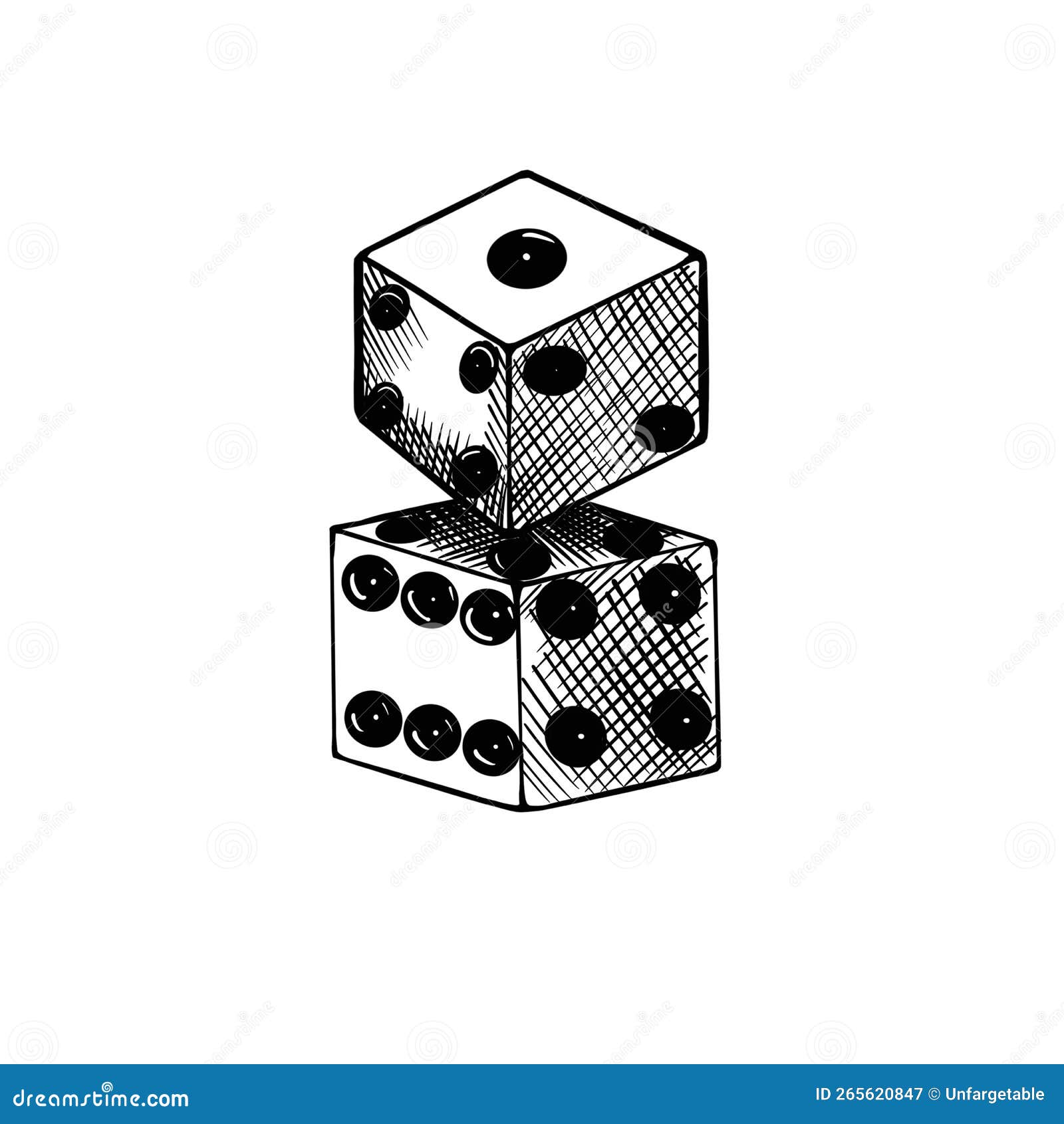 Vector Hand Drawn Illustration of Playing Dice Stock Illustration ...