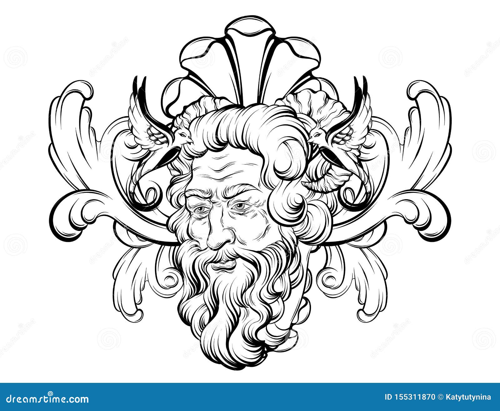 Vector Hand Drawn Illustration of Satyr Isolated. Creative Tattoo ...