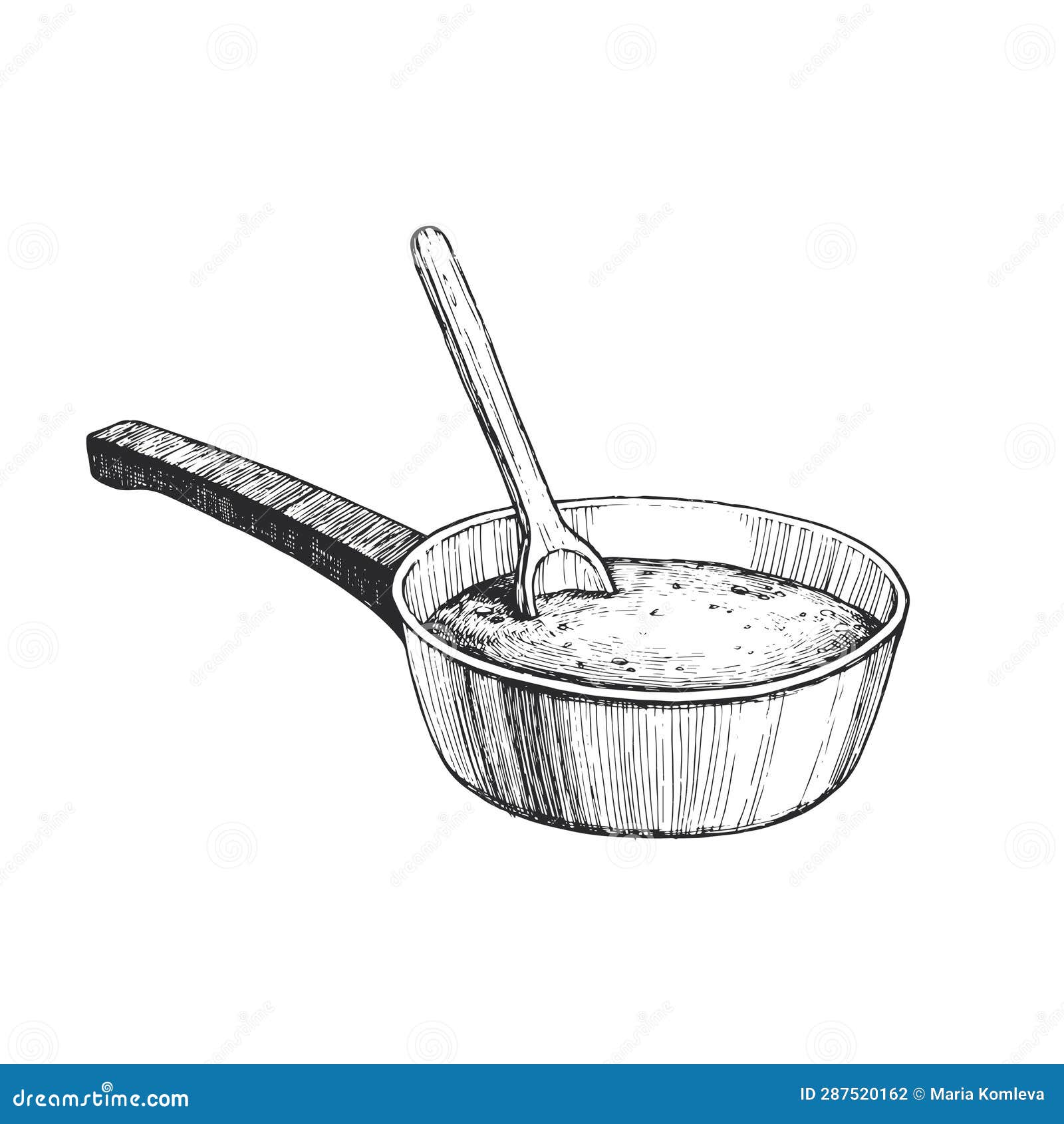 Vector Hand-drawn Illustration of the Sauce Cooking Process. the Stage ...