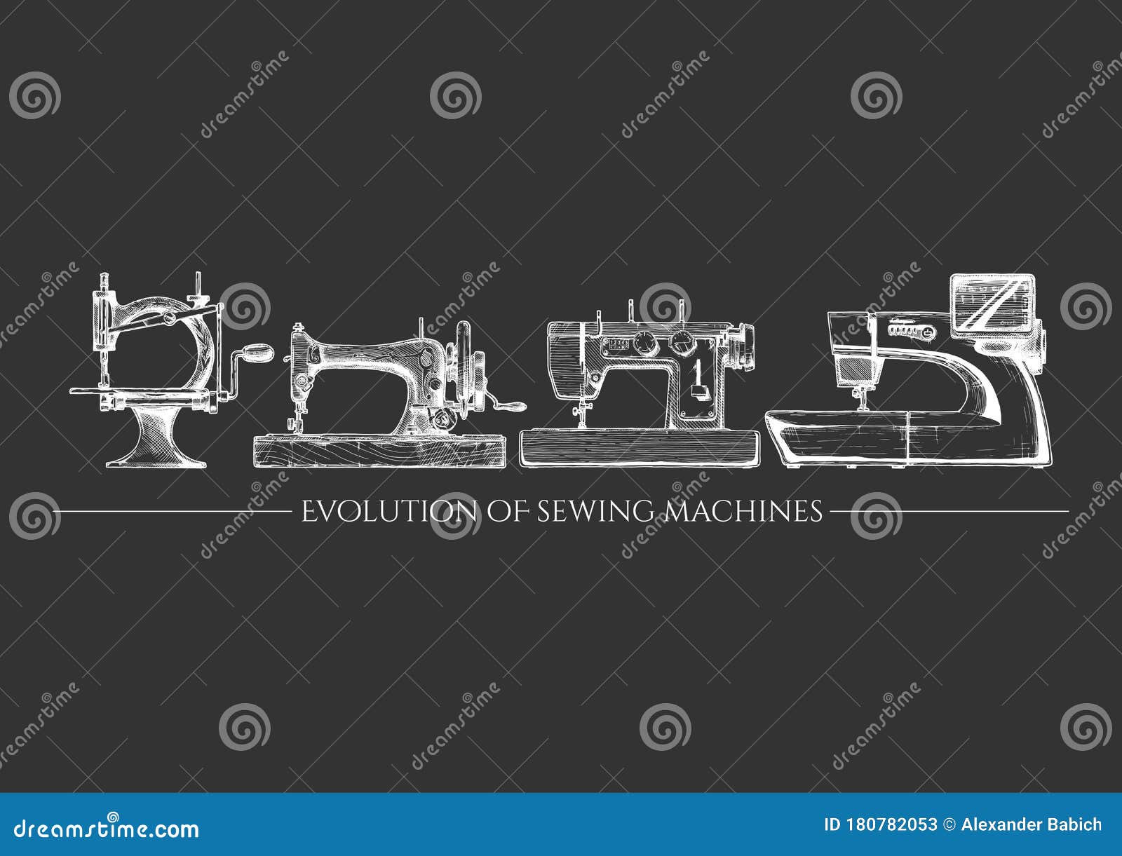 Evolution of Sewing Machines Stock Vector - Illustration of evolution ...