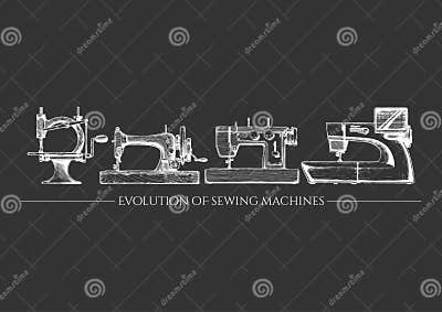 Evolution of Sewing Machines Stock Vector - Illustration of evolution ...