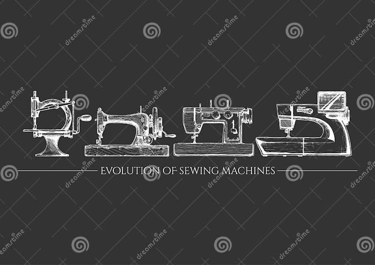 Evolution of Sewing Machines Stock Vector - Illustration of evolution ...
