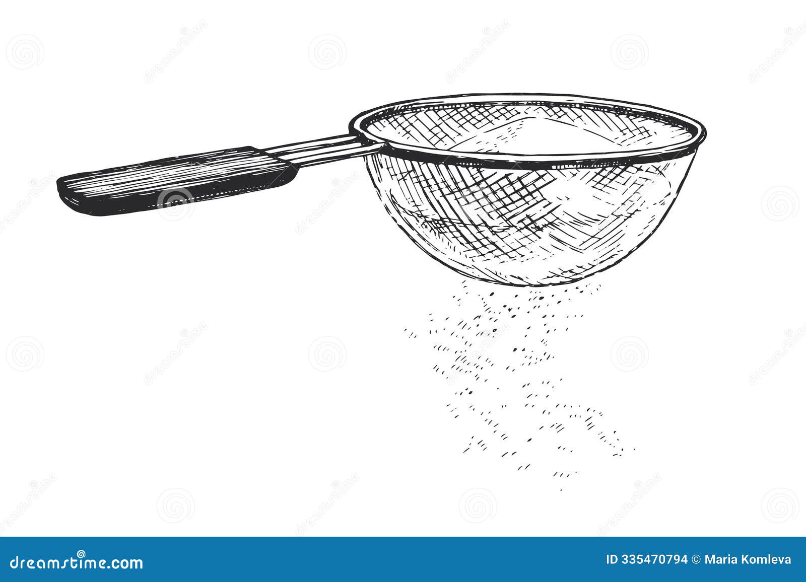 Vector Hand-drawn Illustration of Sieve Isolated on White. Sketch of ...