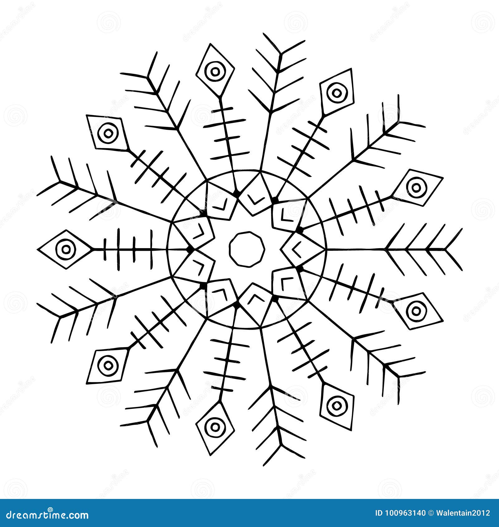 Vector Hand Drawn Illustration of Snowflakes Black and White Winter ...