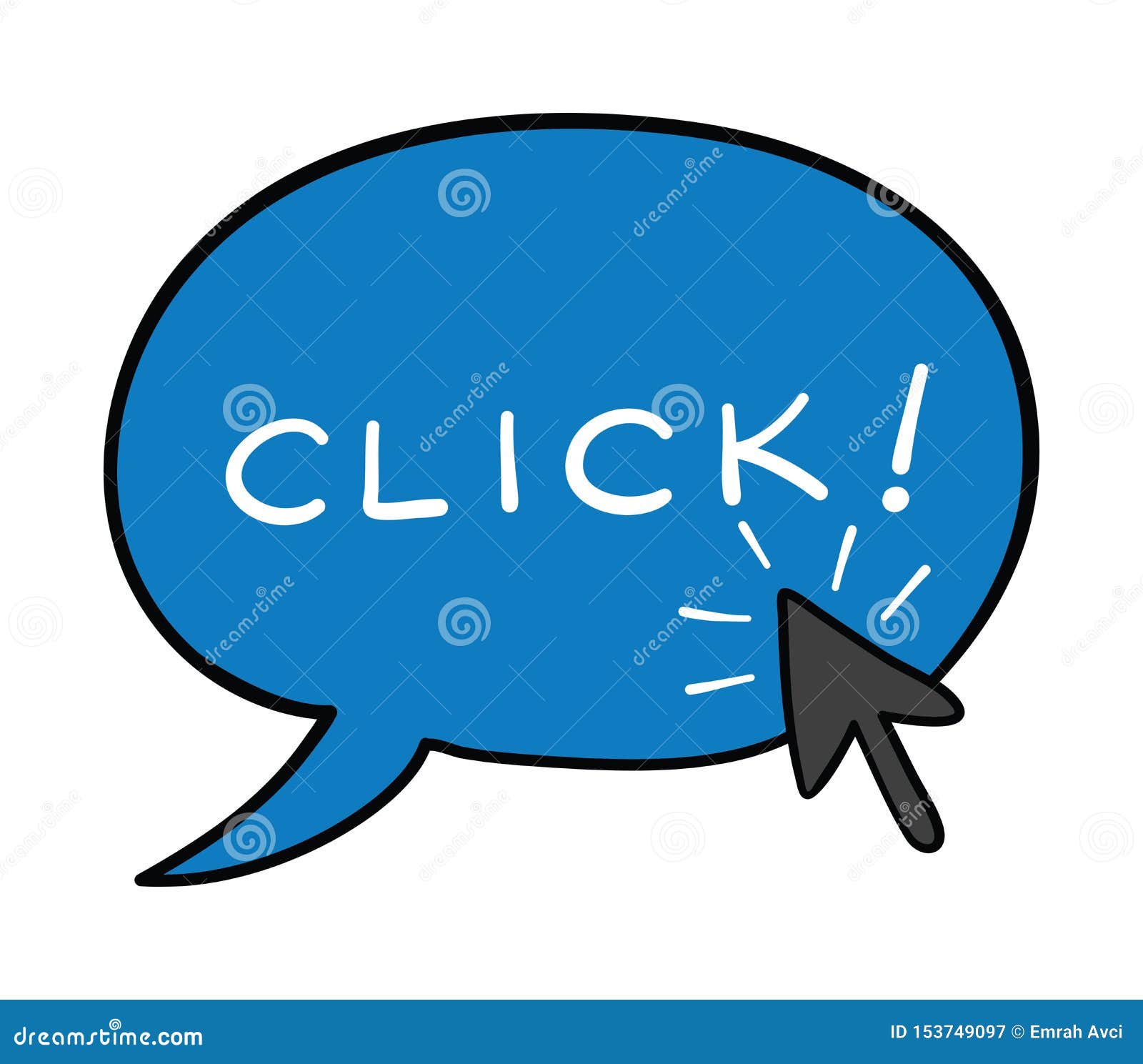 Vector Hand-drawn Illustration of Speech Bubble with Click Word and ...