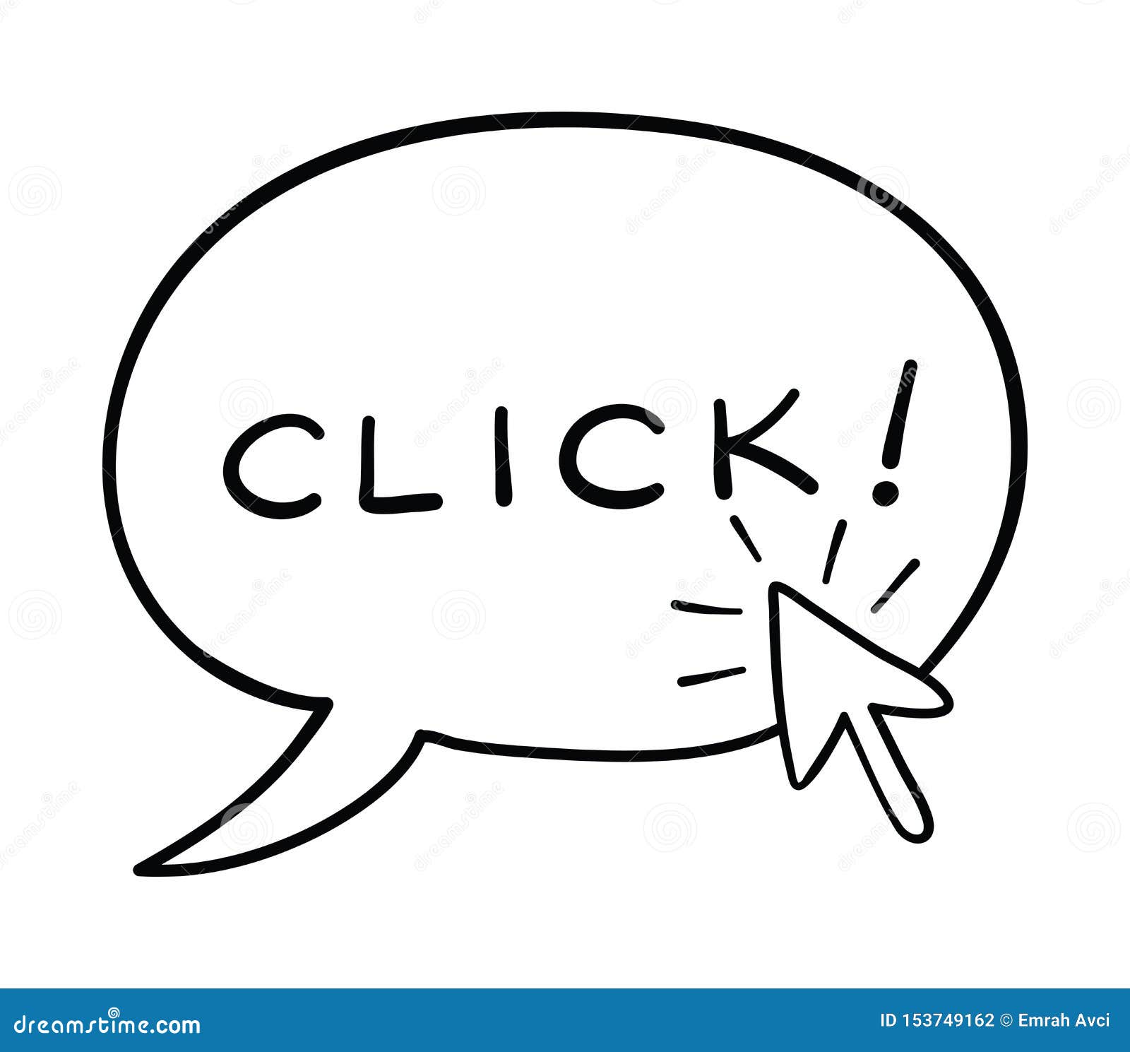Vector Hand-drawn Illustration of Speech Bubble with Click Word and ...