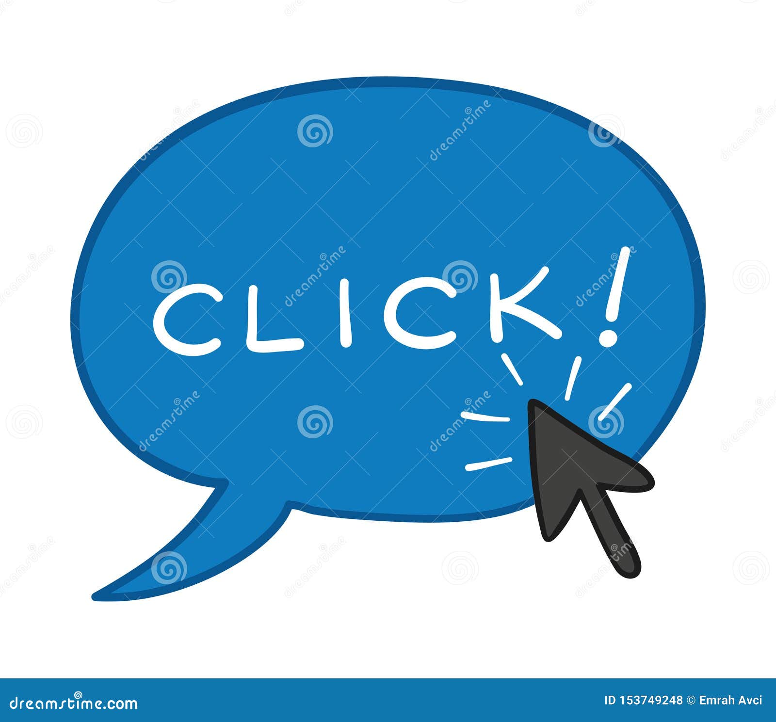 Vector Hand-drawn Illustration of Speech Bubble with Click Word and ...