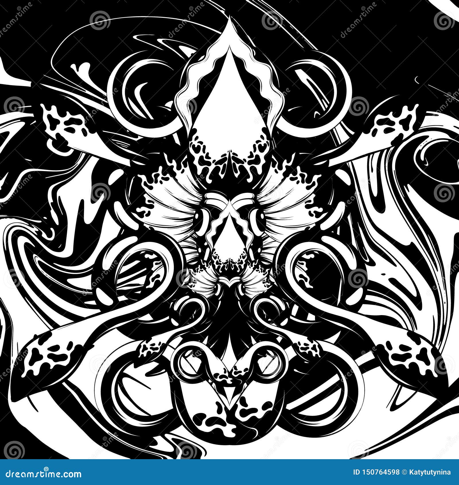 Vector Hand Drawn Illustration of Squid Isolated. Creative Tattoo ...