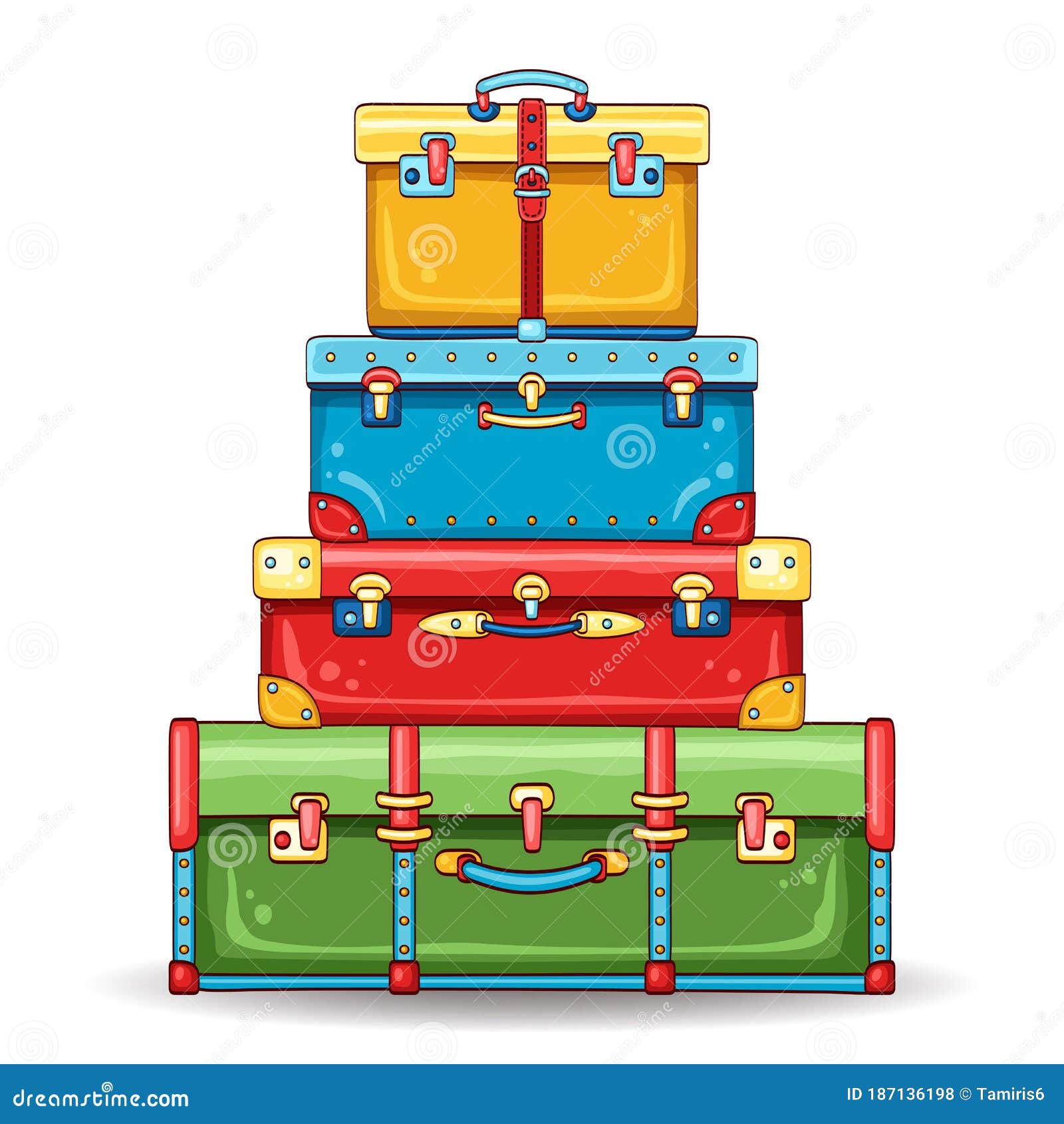 Illustration with Stack of Colorful Vintage Suitcases Stock Vector ...