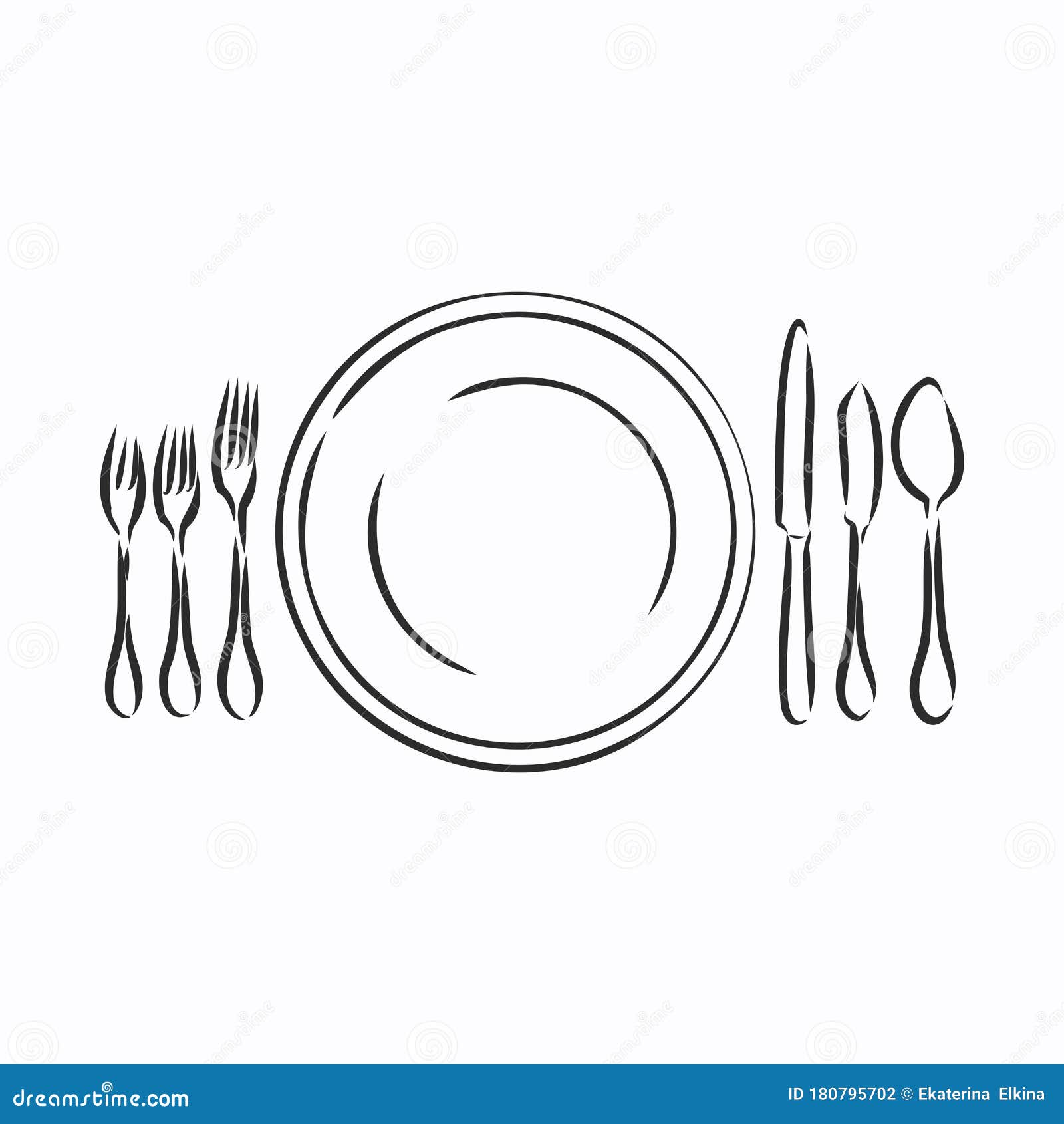 Vector Hand Drawn Illustration with Table Setting Set. Sketch. Vintage ...
