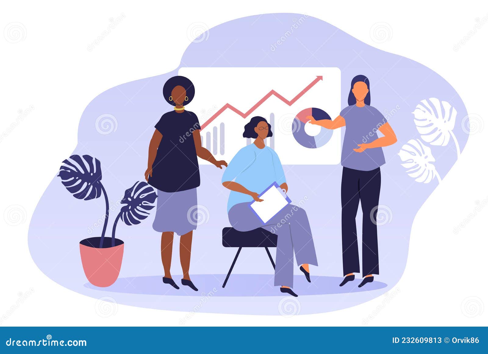 Vector Illustration on the Theme of Office, Teamwork. Women of ...