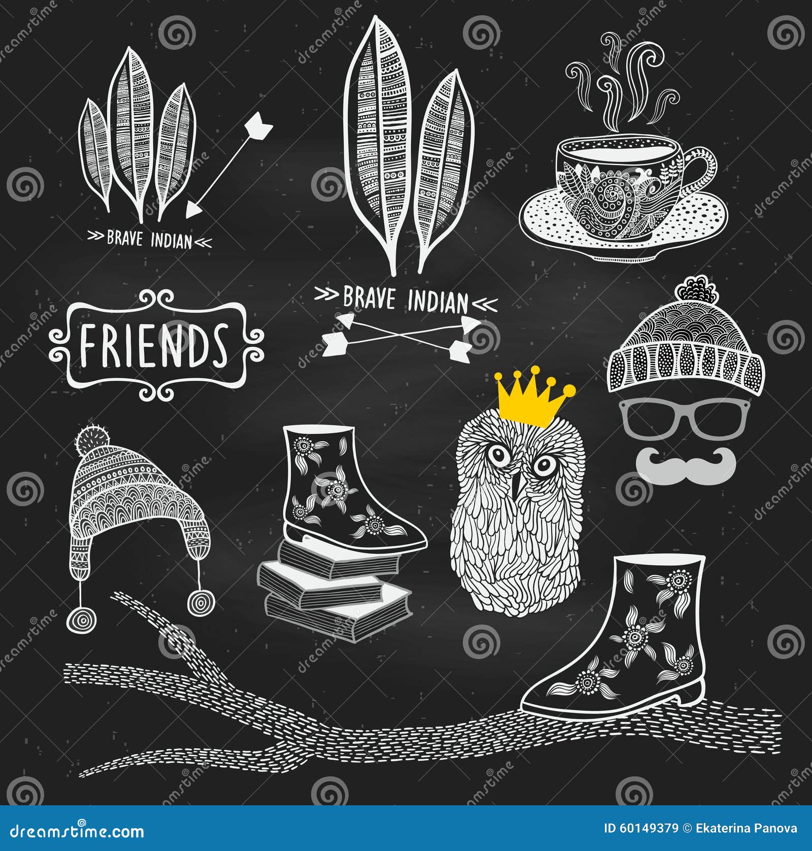 Vector Hand Drawn Illustrations on the Chalkboard Stock Vector ...