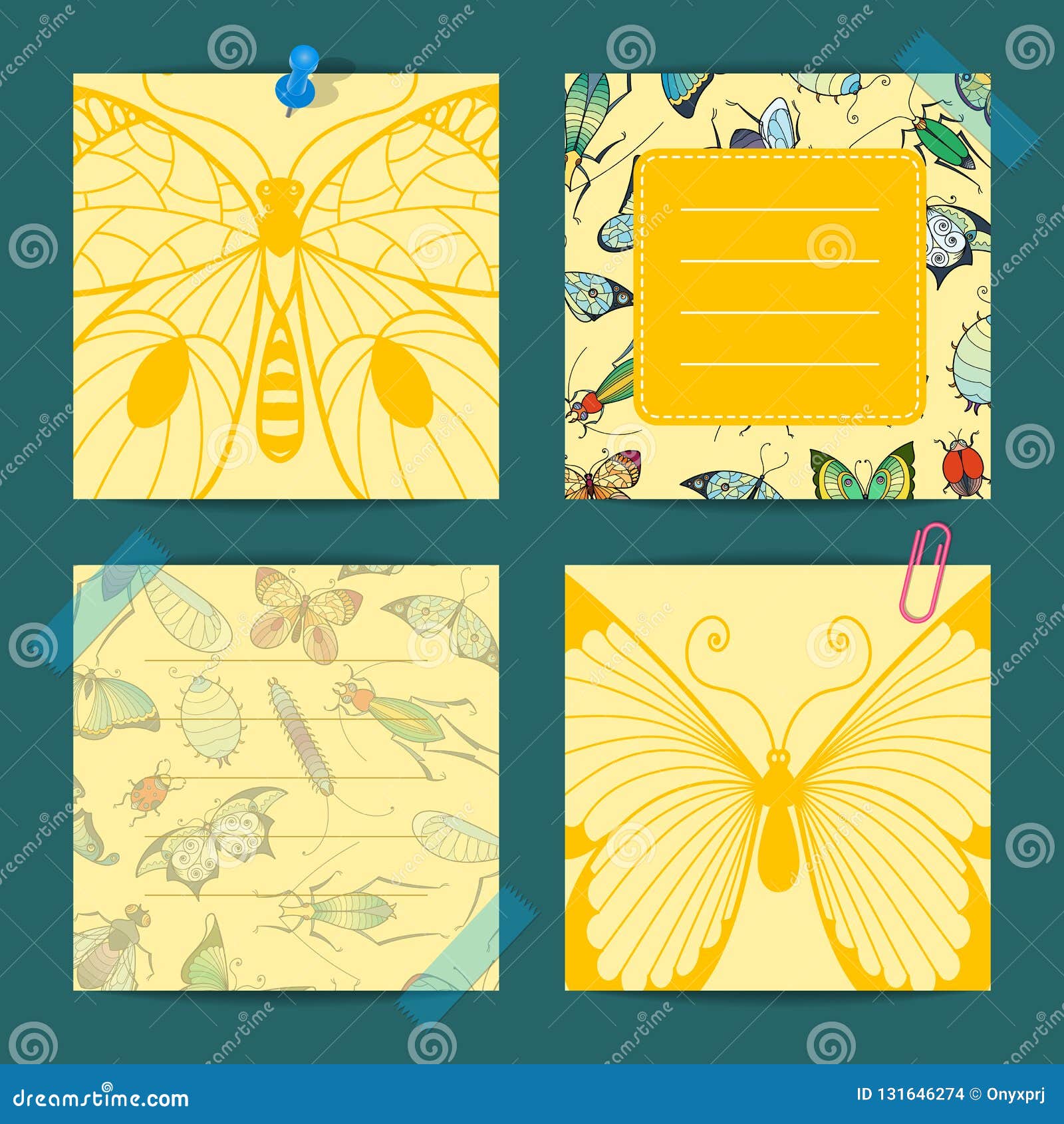 Vector Hand Drawn Insects Cute Notes Isolated Stock Vector ...