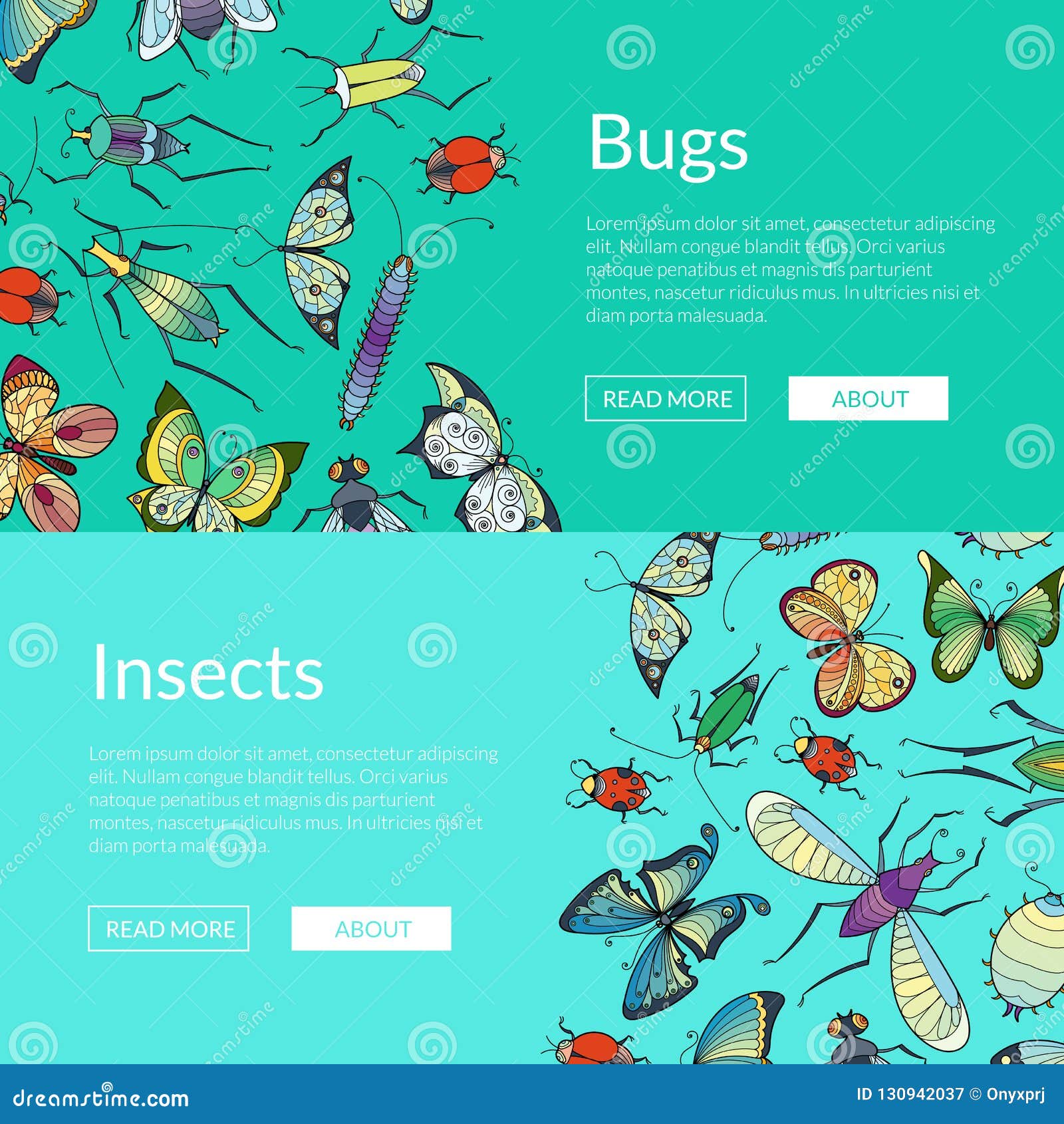 Vector Hand Drawn Insects Web Banner Illustration Stock Vector ...
