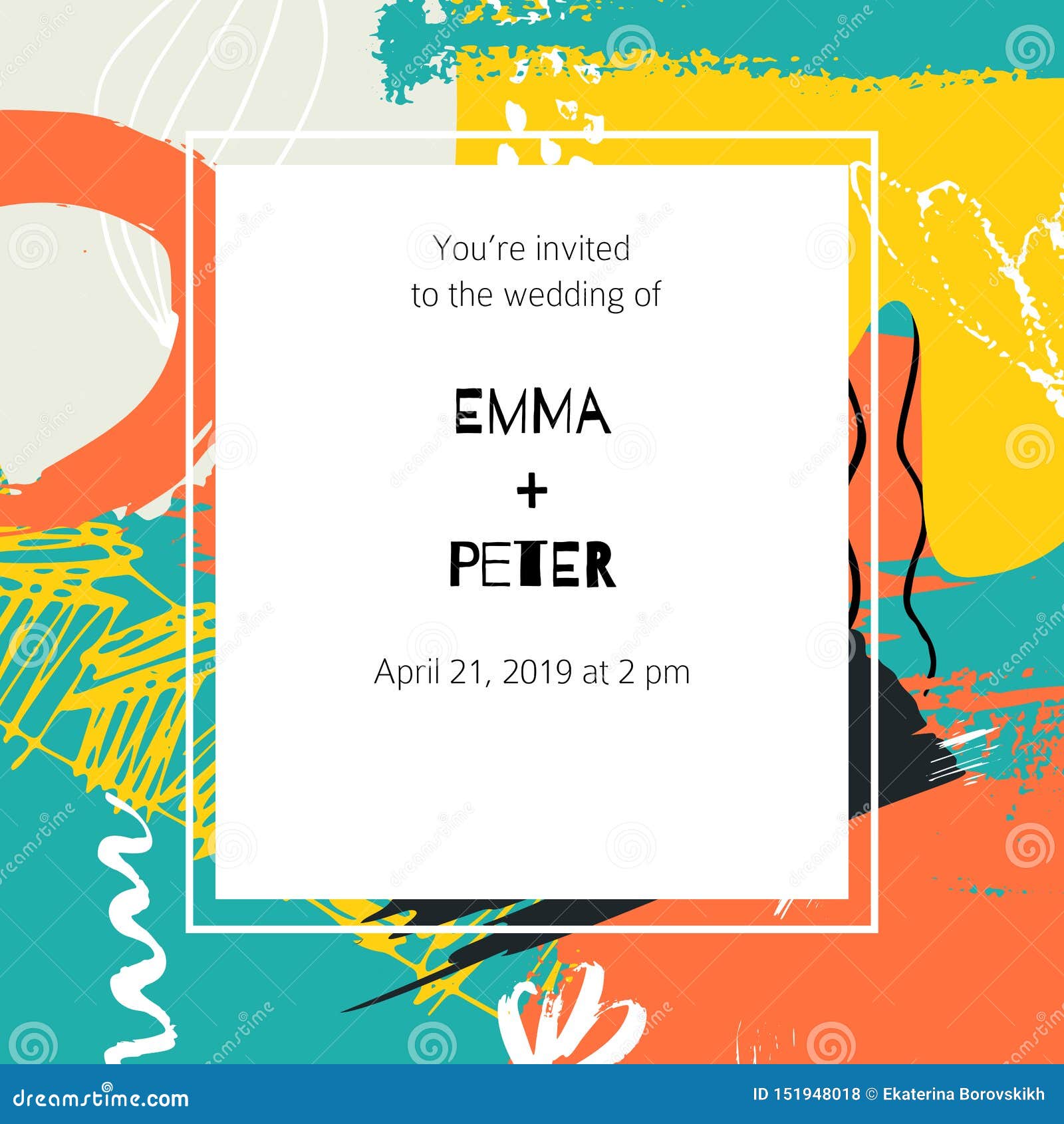 Vector Hand Drawn Invitation Stock Vector - Illustration of colorful ...