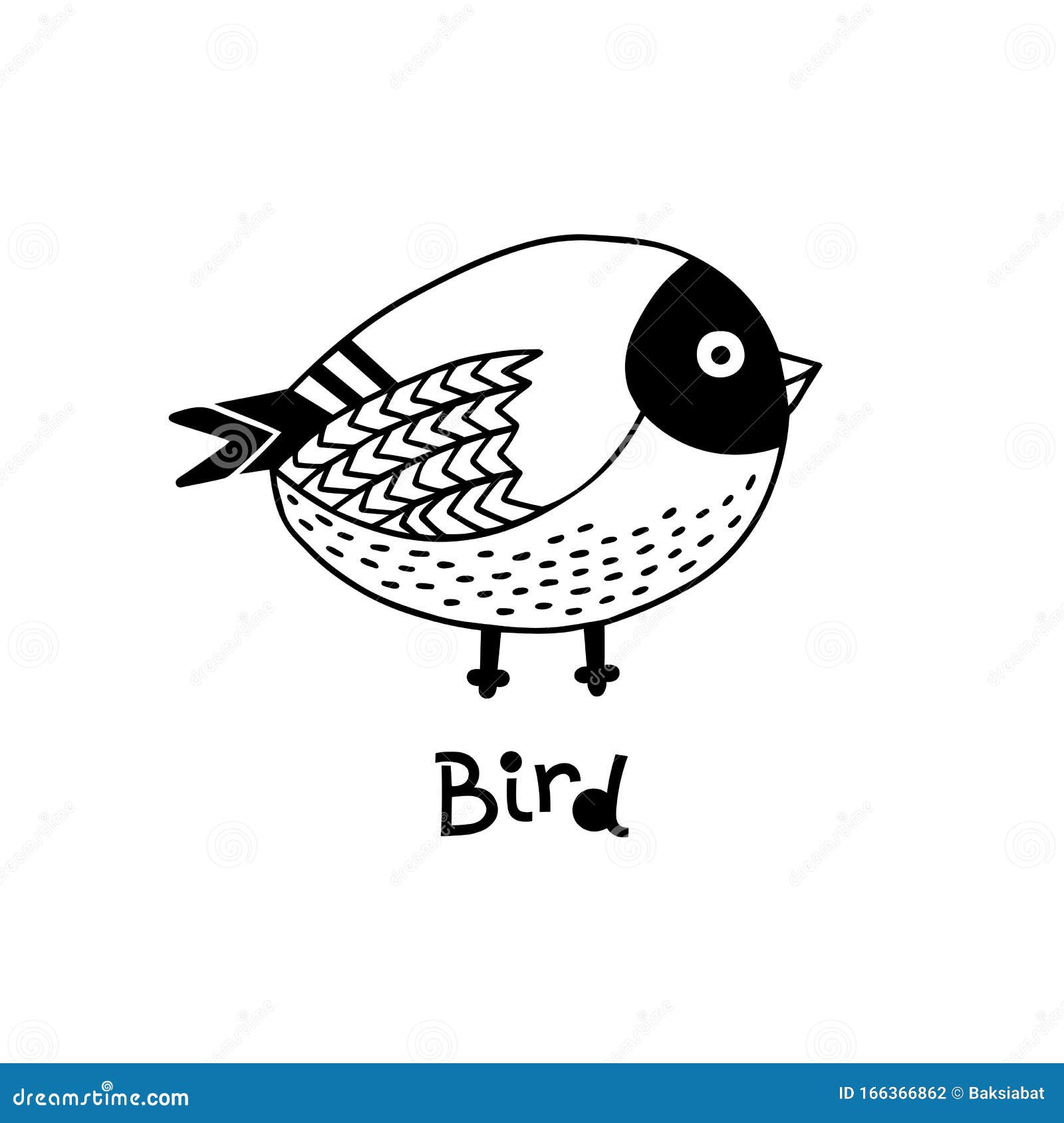 Vector Hand Drawn Isolated Element, Little Bird. Cute Character Stock ...