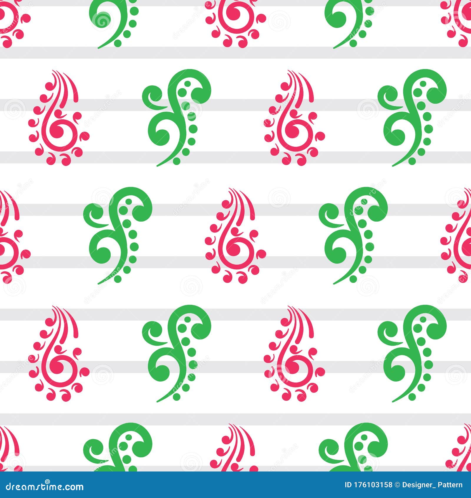 Vector Hand Drawn Koru Elements Seamless Pattern Background on a White ...