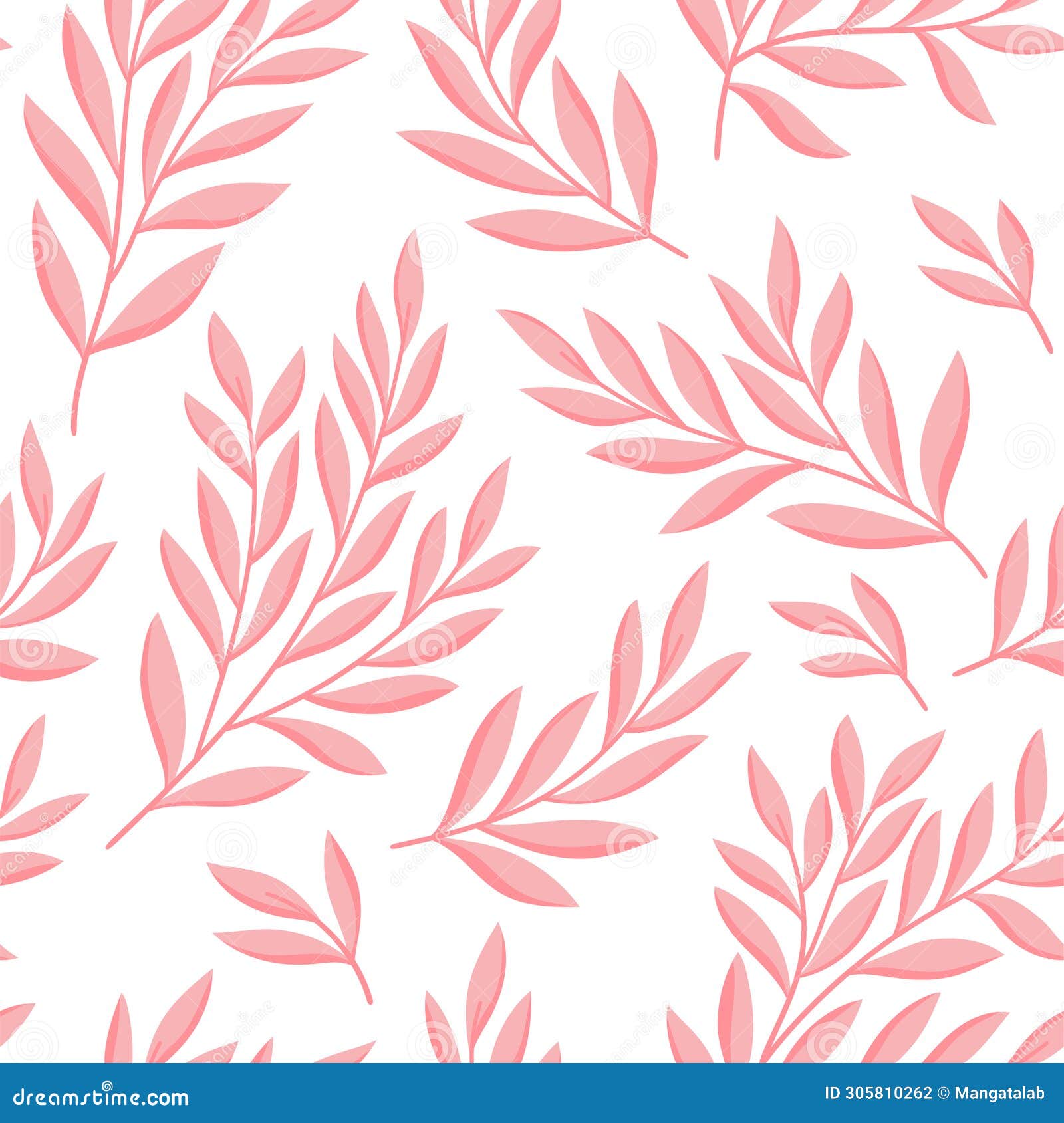 Vector Hand Drawn Leaves Seamless Pattern. Abstract Trendy Floral Background. Repeatable Texture ...