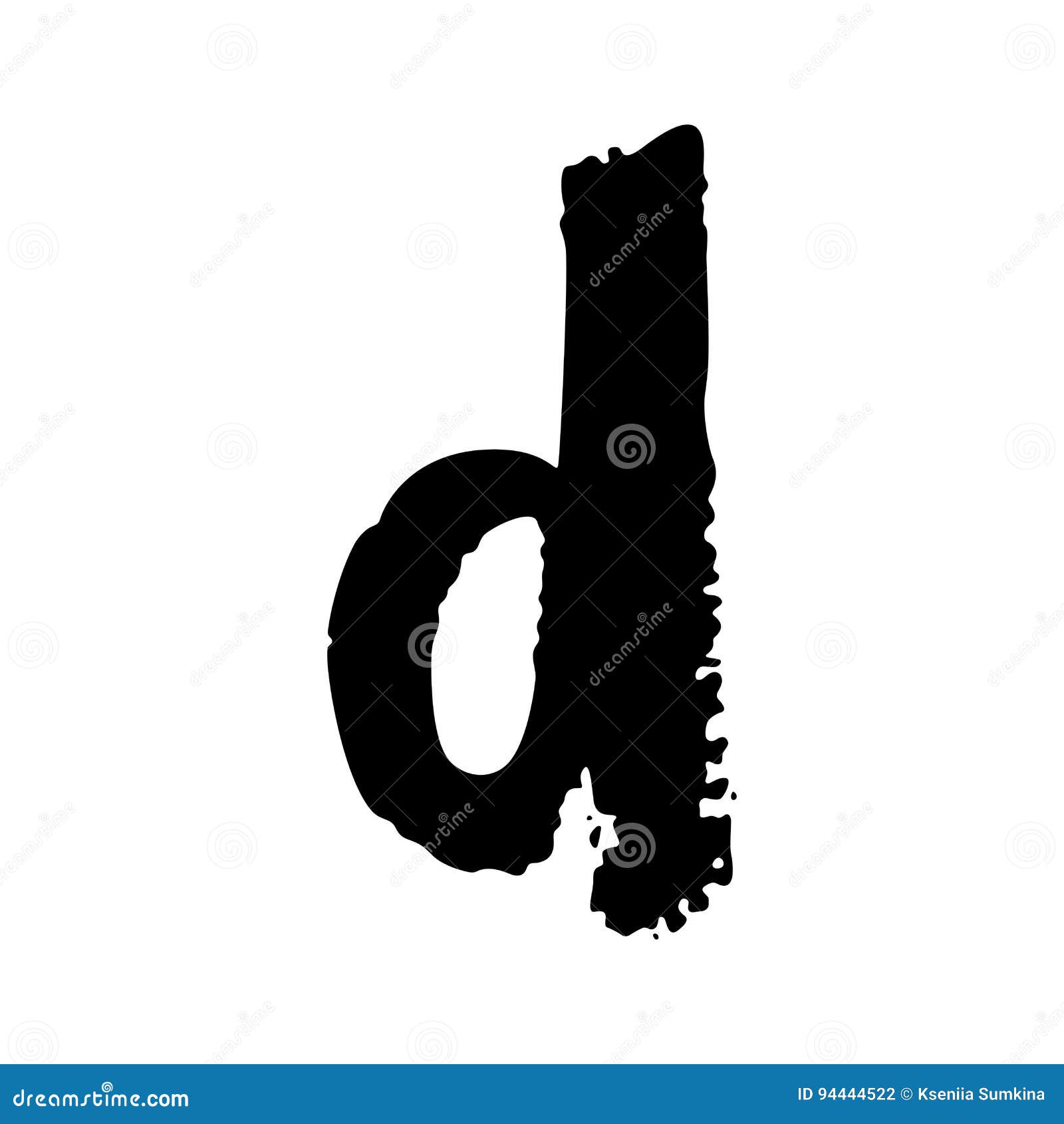 Vector Hand Drawn Letter D with Smooth Acrylic Brush Style Edges Stock ...