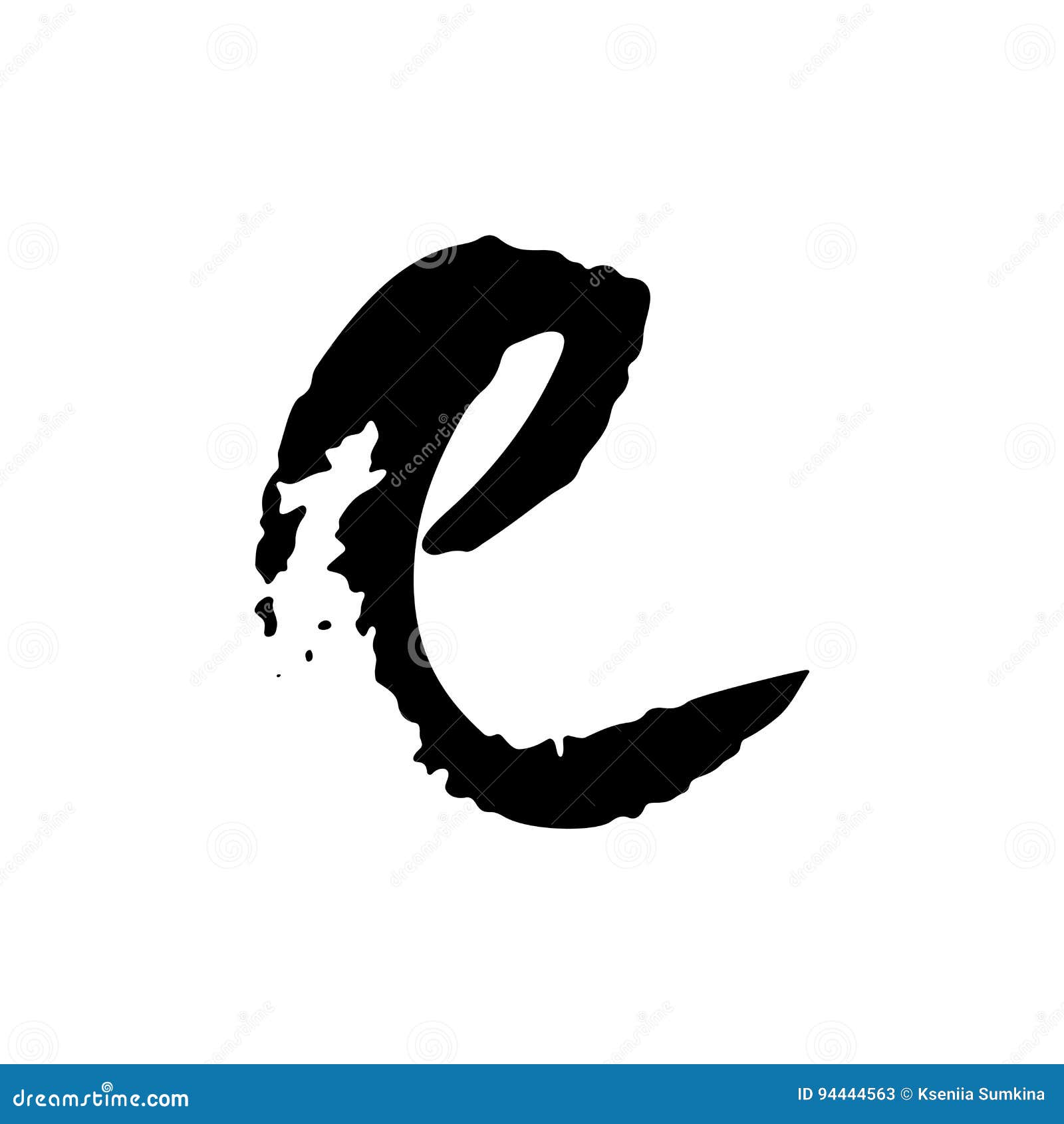 Vector Hand Drawn Letter E with Smooth Acrylic Brush Style Edges Stock ...