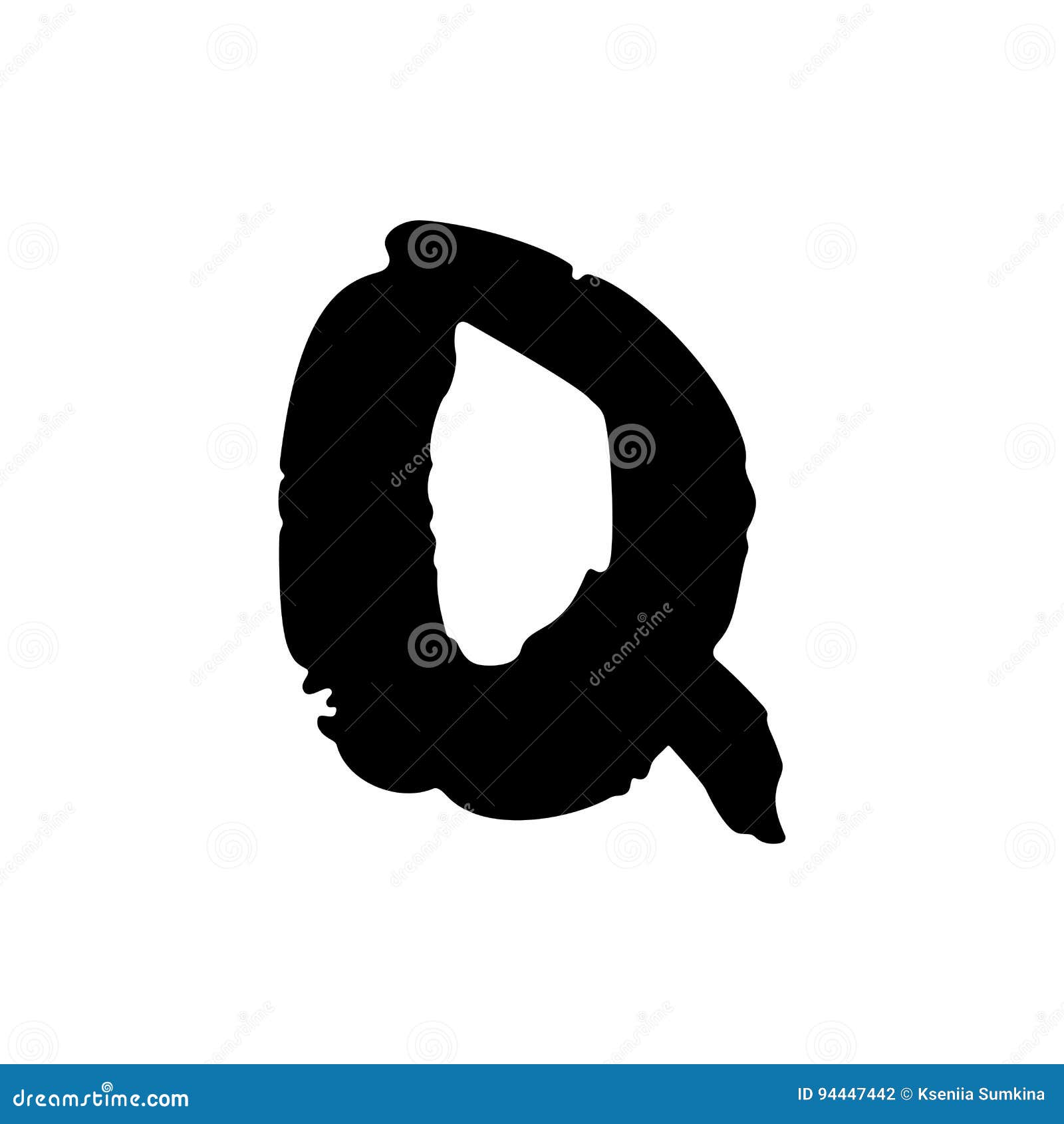 Vector Hand Drawn Letter Q with Smooth Acrylic Brush Style Edges Stock ...