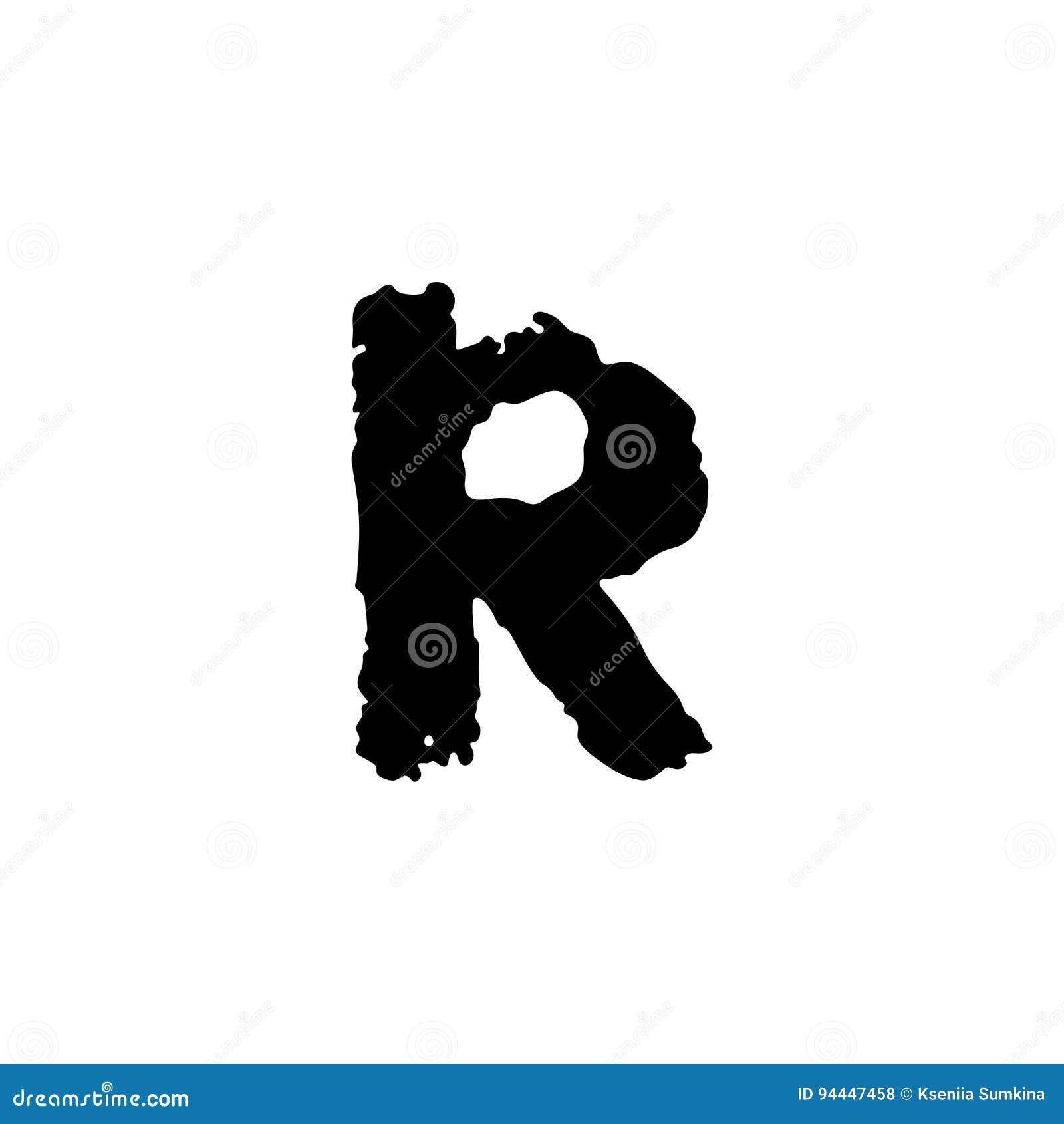 Vector Hand Drawn Letter R with Smooth Acrylic Brush Style Edges Stock ...
