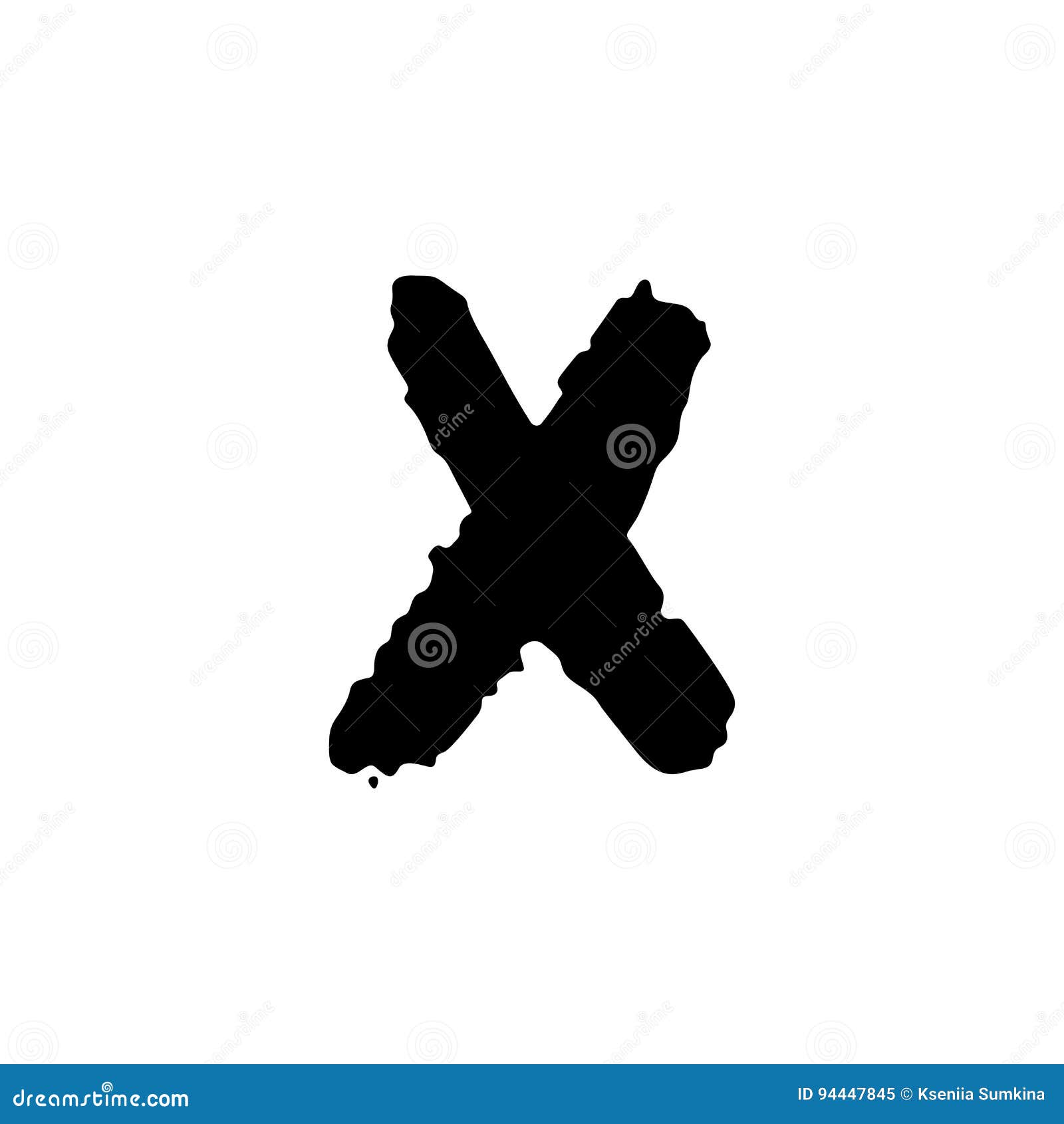 Vector Hand Drawn Letter X with Smooth Acrylic Brush Style Edges Stock ...
